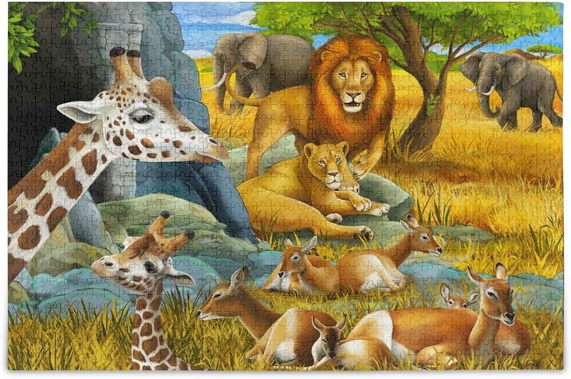 Dreamtimes Puzzles for Adults 1000 Piece Cute Safari Animals Giraffe ...