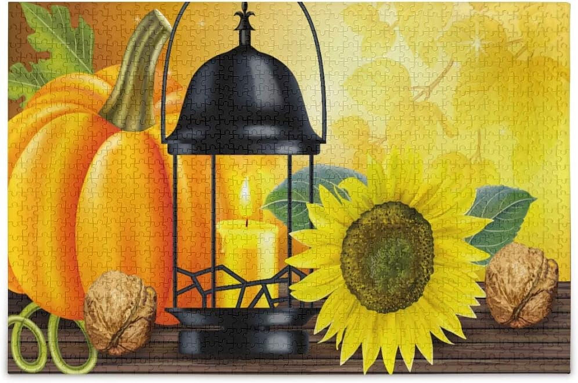 Dreamtimes Puzzles for Adults 1000 Piece Fall Sunflower Pumpkin Candle ...