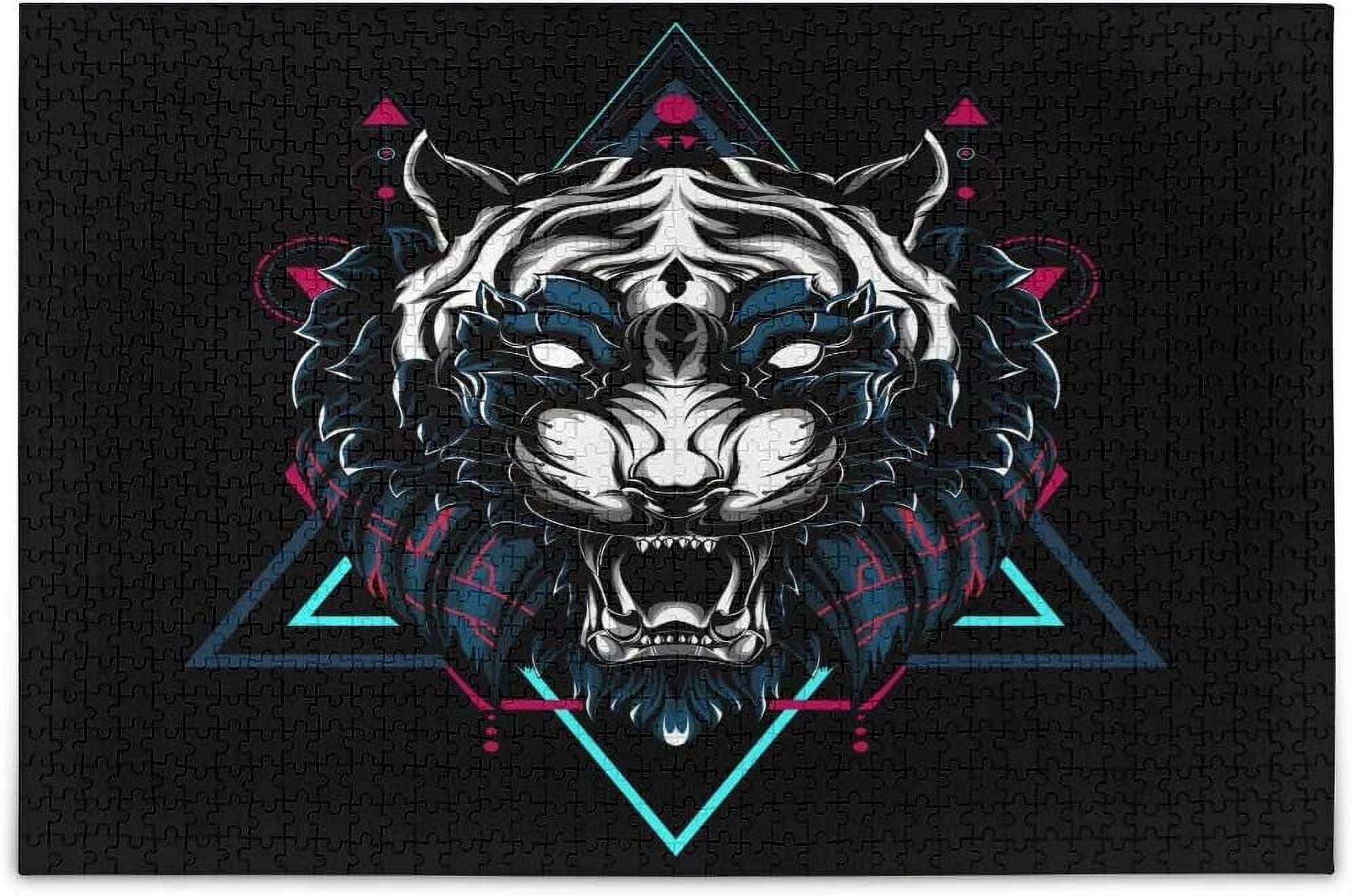 Dreamtimes Puzzles for Adults 1000 Piece Geometry Sacred Angry Tiger ...