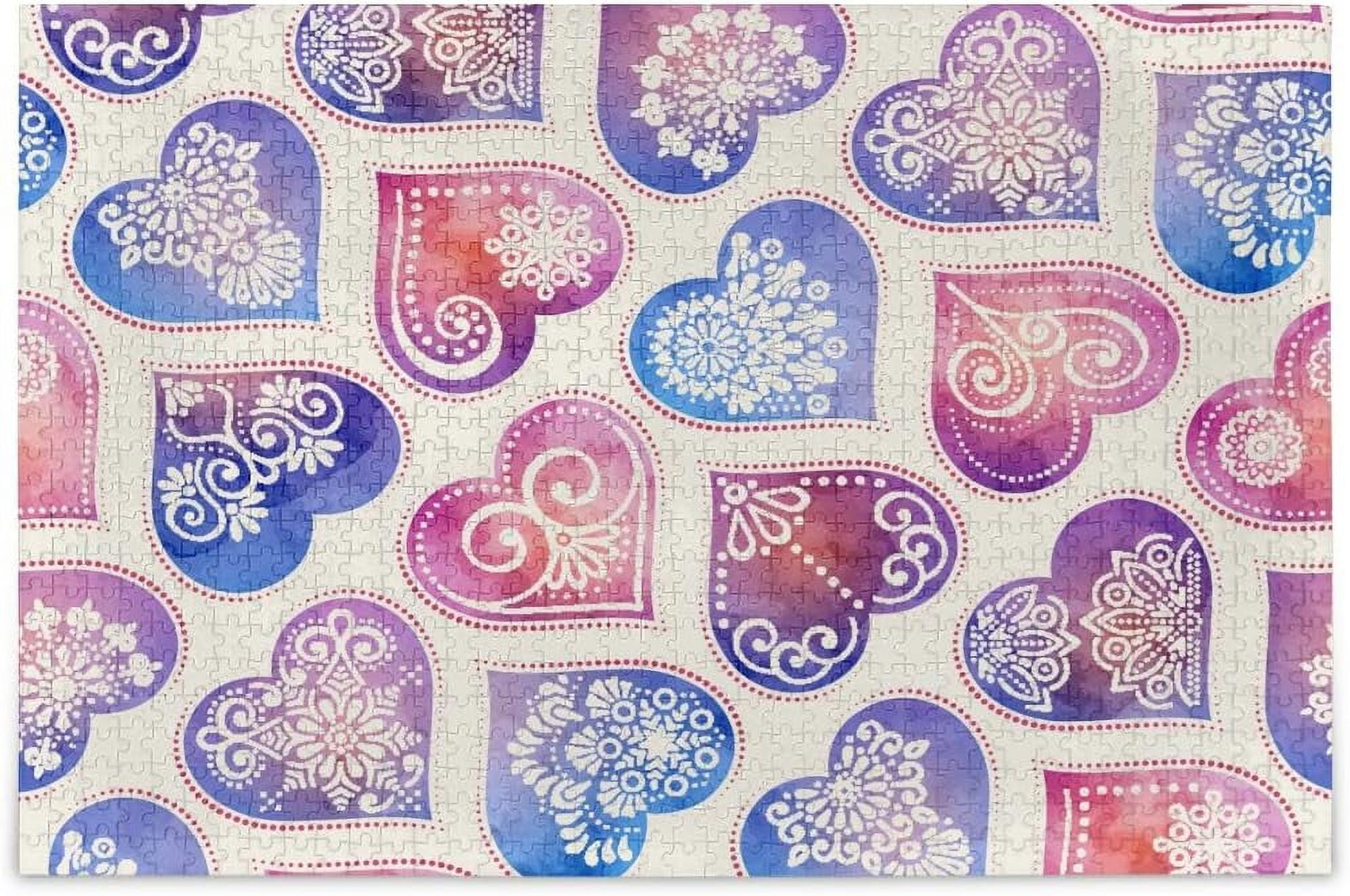 Dreamtimes Puzzles for Adults 1000 Piece Mandalas Colorful Heart Purple ...