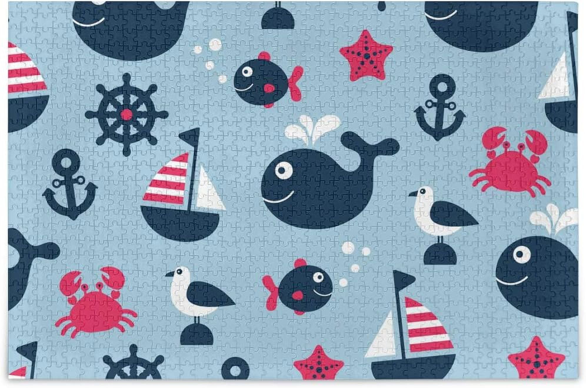 Dreamtimes Puzzles for Adults 1000 Piece Nautical Whale Fish Wheel ...