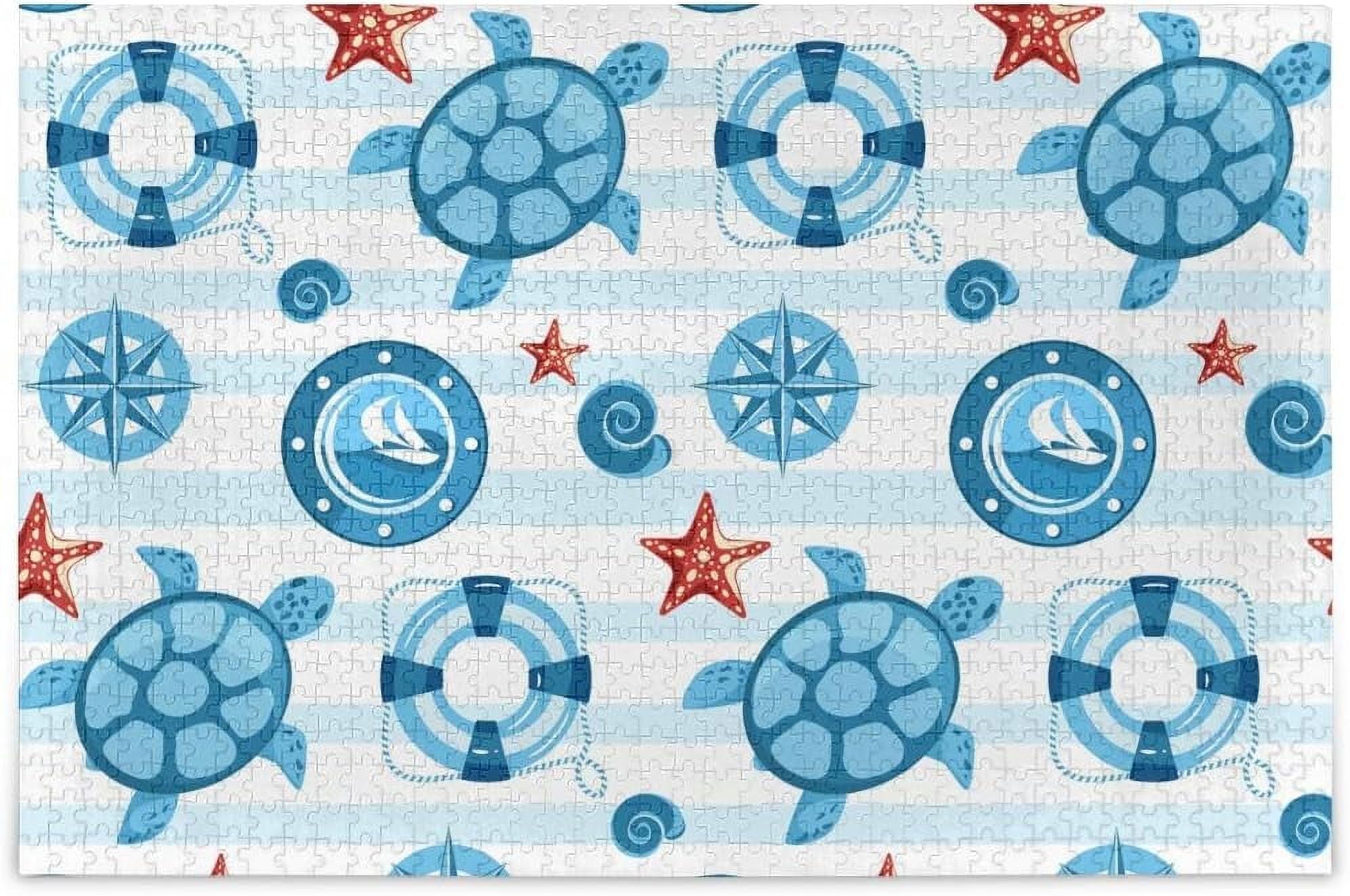 Dreamtimes Puzzles for Adults 1000 Piece Nautical Wheel Anchor Turtle ...