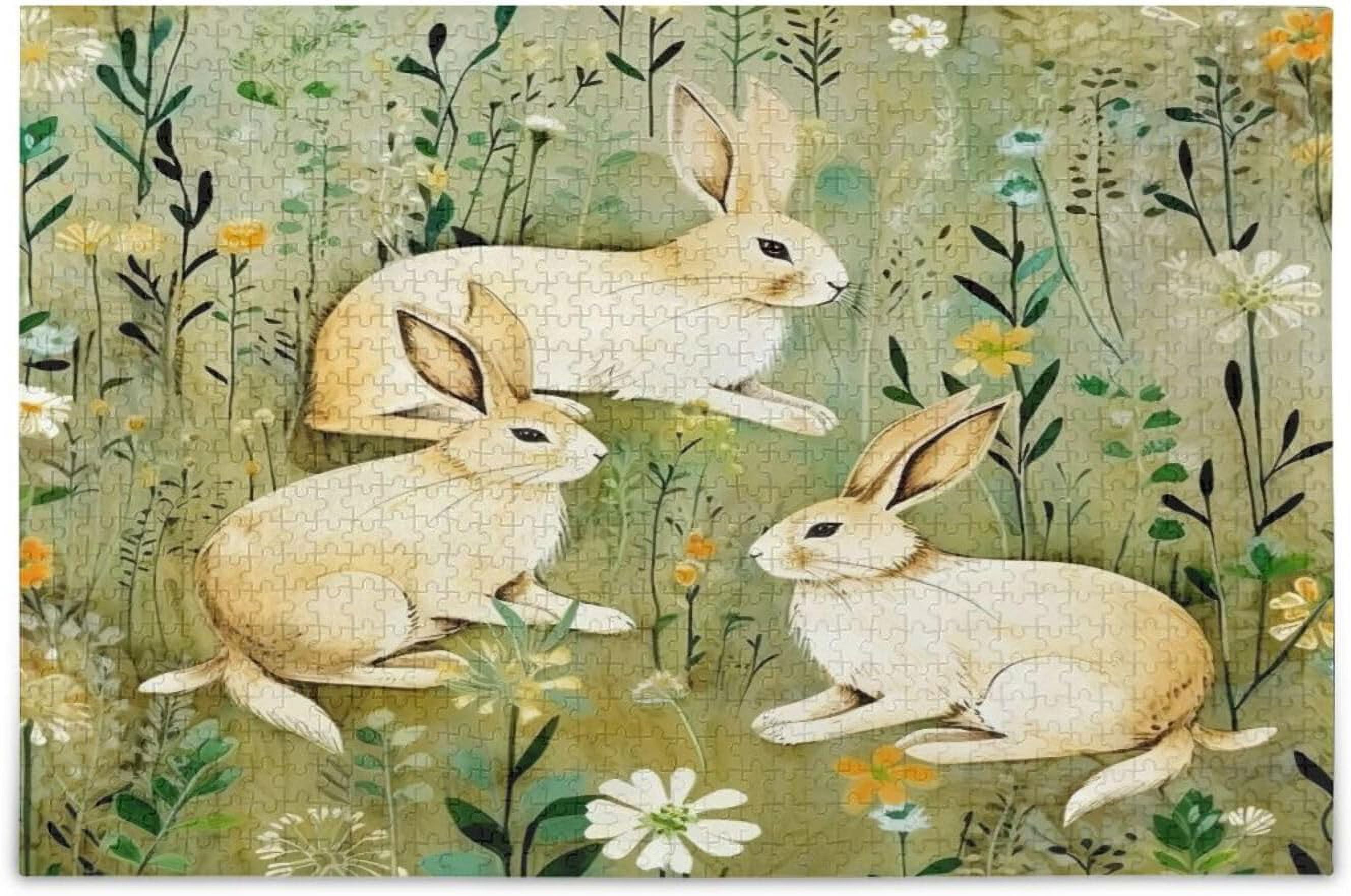 Dreamtimes Rabbits Beige Green Puzzle 500 Pieces - Wooden Jigsaw ...