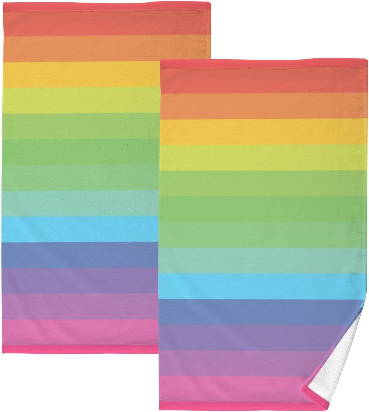 Dreamtimes Rainbow Lines Print Pure Cotton Hand Towels for Bath ...