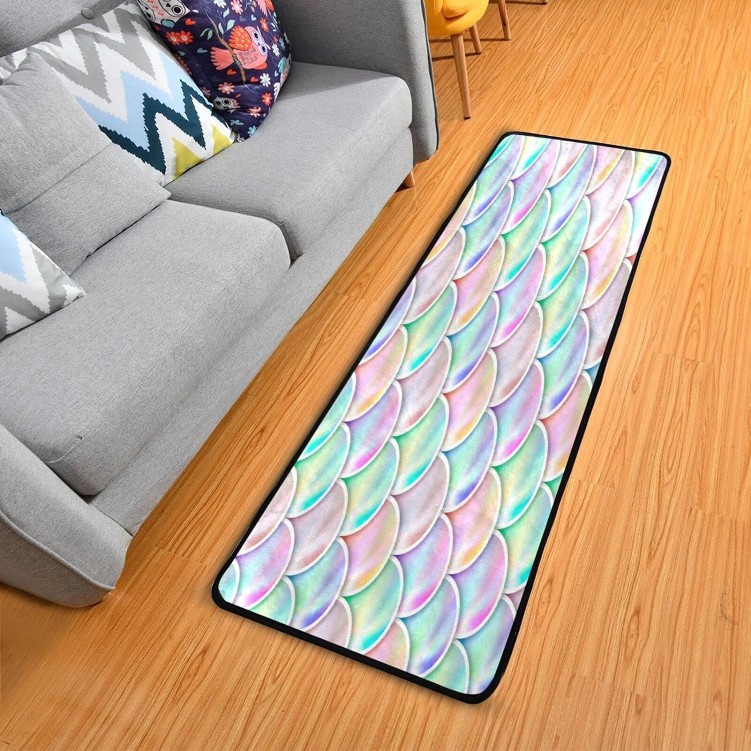 Dreamtimes Rainbow Mermaid Scales Hallway Runner Rug 2'x6' Kitchen Rug ...