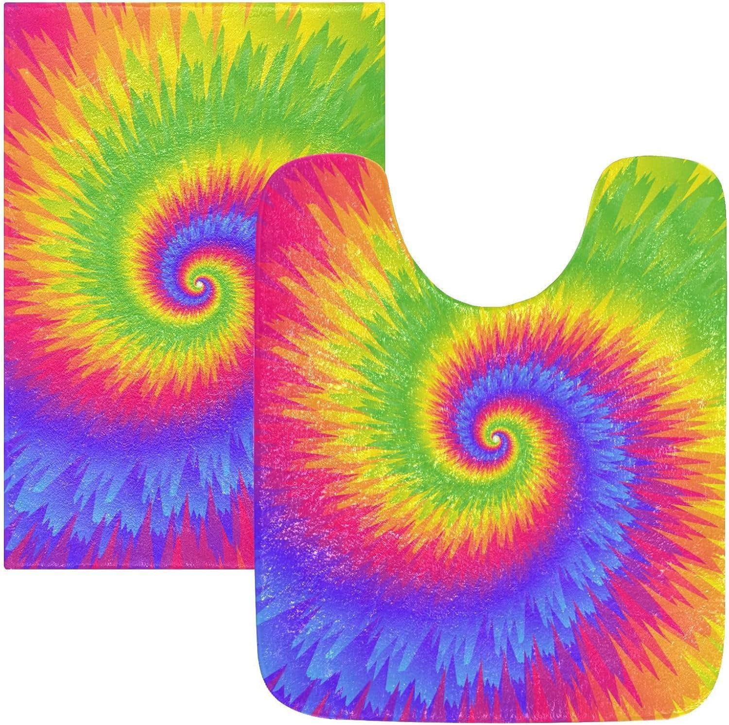 Dreamtimes Rainbow Tie Dye Swirl Colorful Bath Mat for Bathroom Shower ...