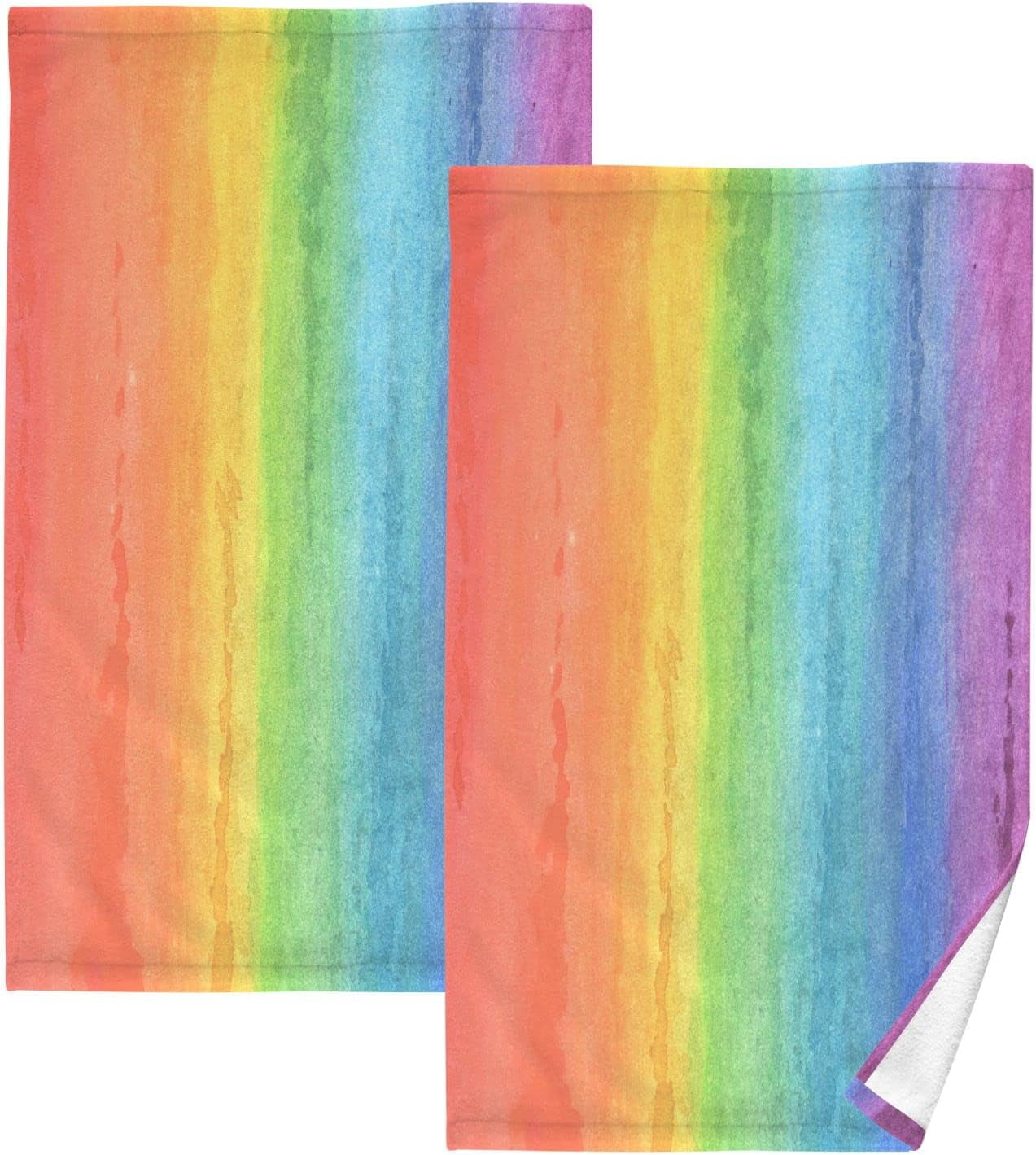 Dreamtimes Rainbow Watercolor Print Pure Cotton Hand Towels for Bath ...
