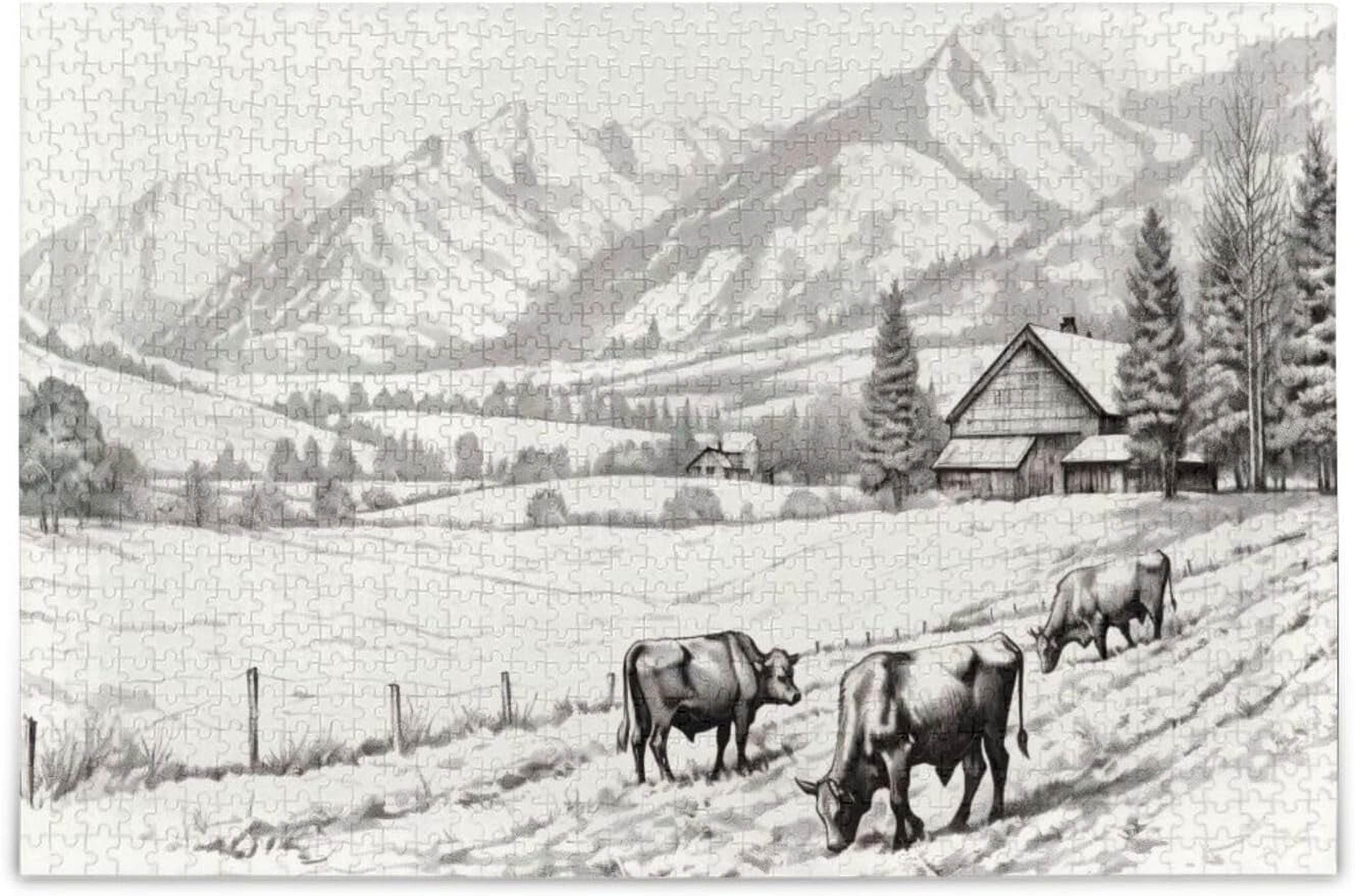 Dreamtimes Ranch Drawing Puzzle 500 Pieces - Wooden Jigsaw Puzzles for ...