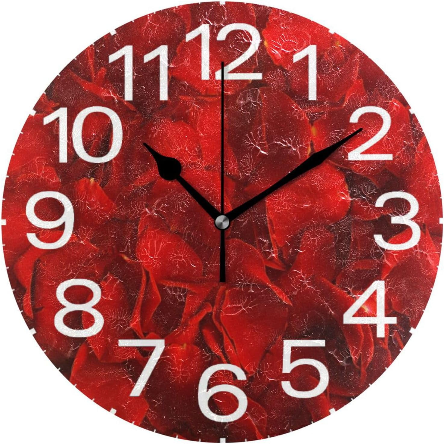 Dreamtimes Red Petals Wall Clock,Silent Non Ticking 10 Inch Battery ...