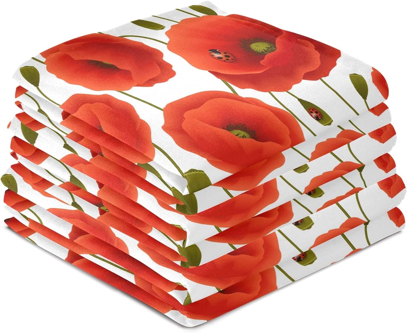 Dreamtimes Red Poppy Flower Floral Kitchen Towels Bar Tea Dish Towel ...