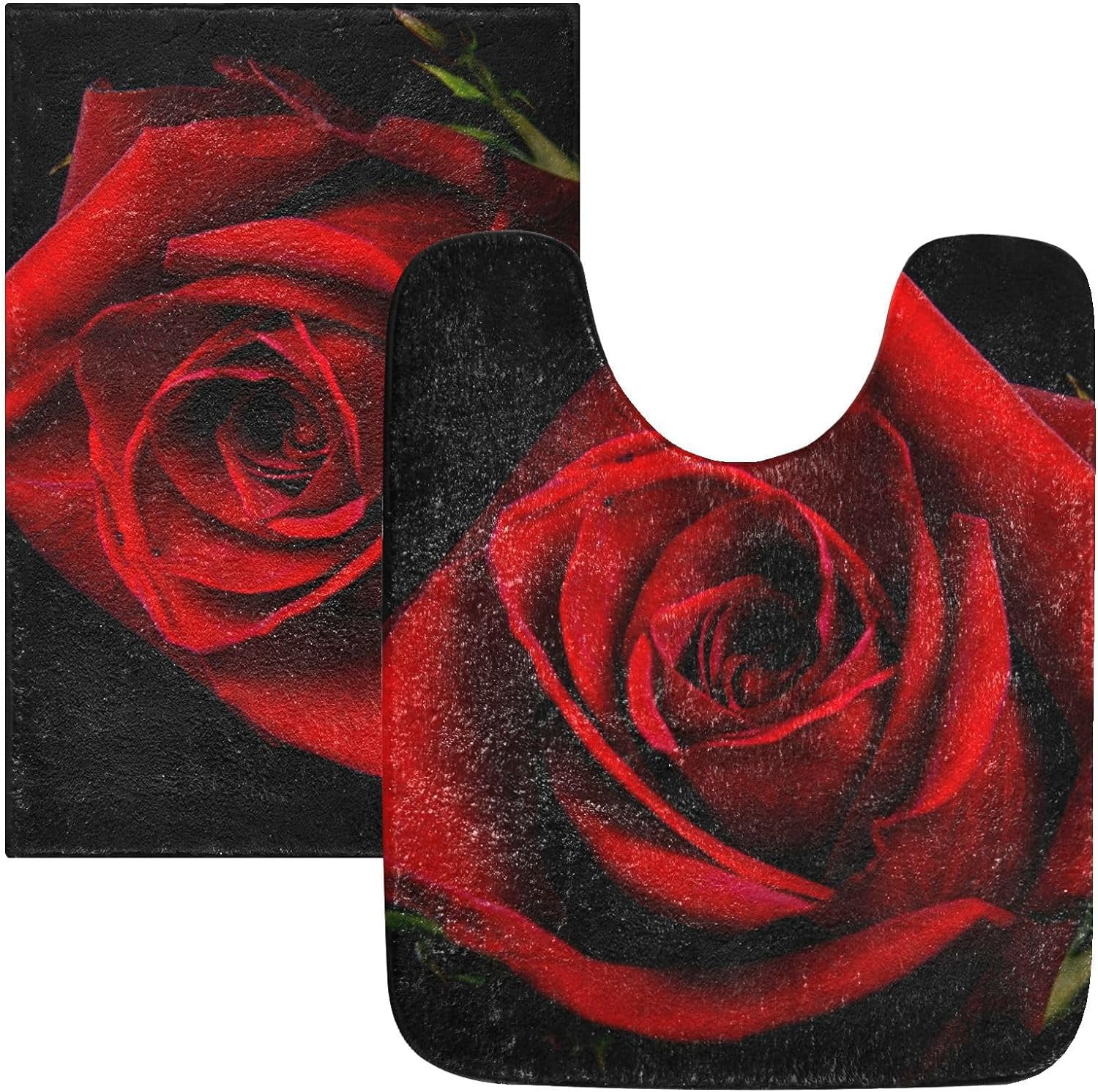 Dreamtimes Red Rose Flower Close Up Bath Mat for Bathroom Shower U ...