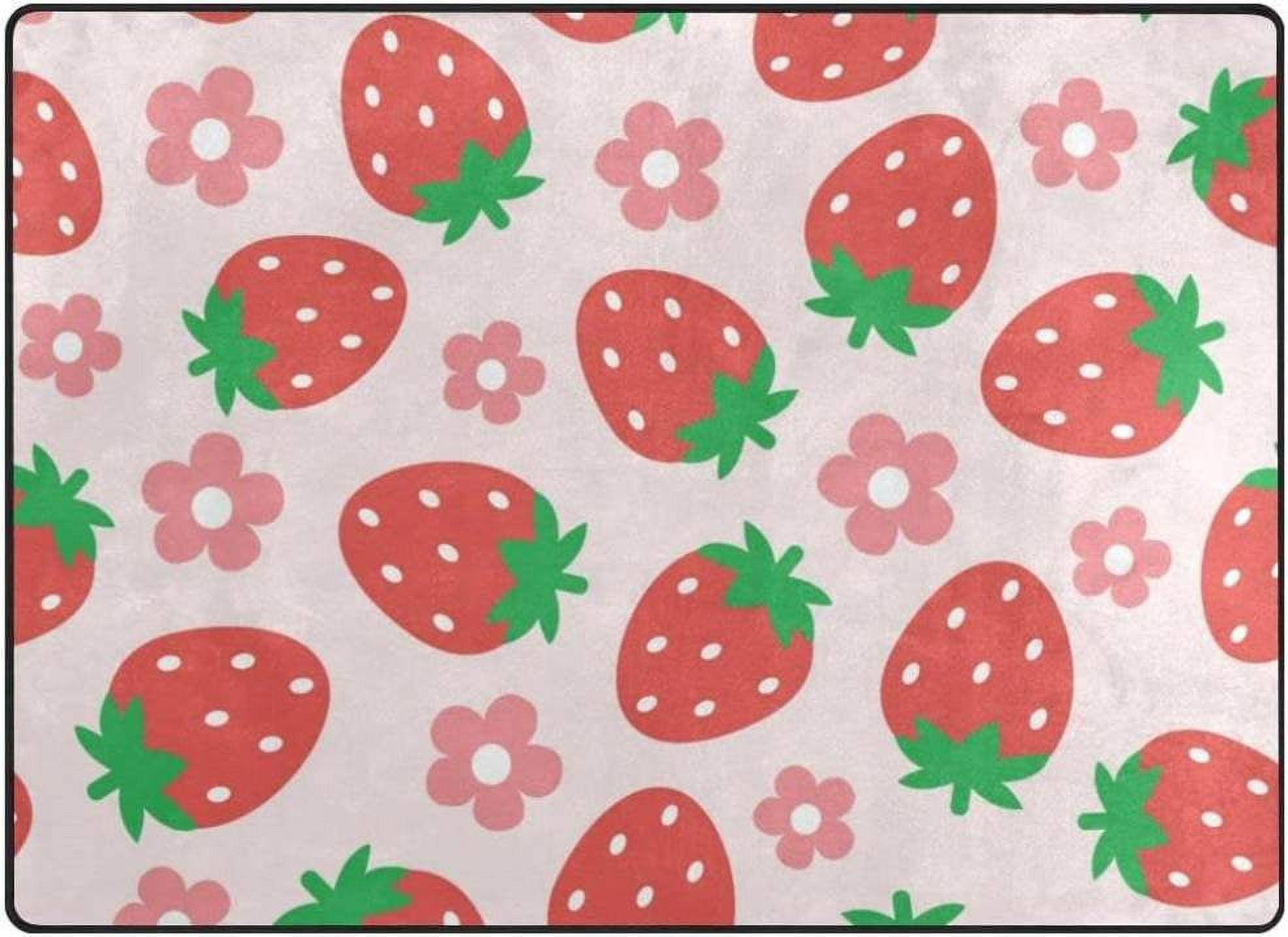 Dreamtimes Red Strawberry Pattern Area Rug, 80"x 58" Pet & Child ...
