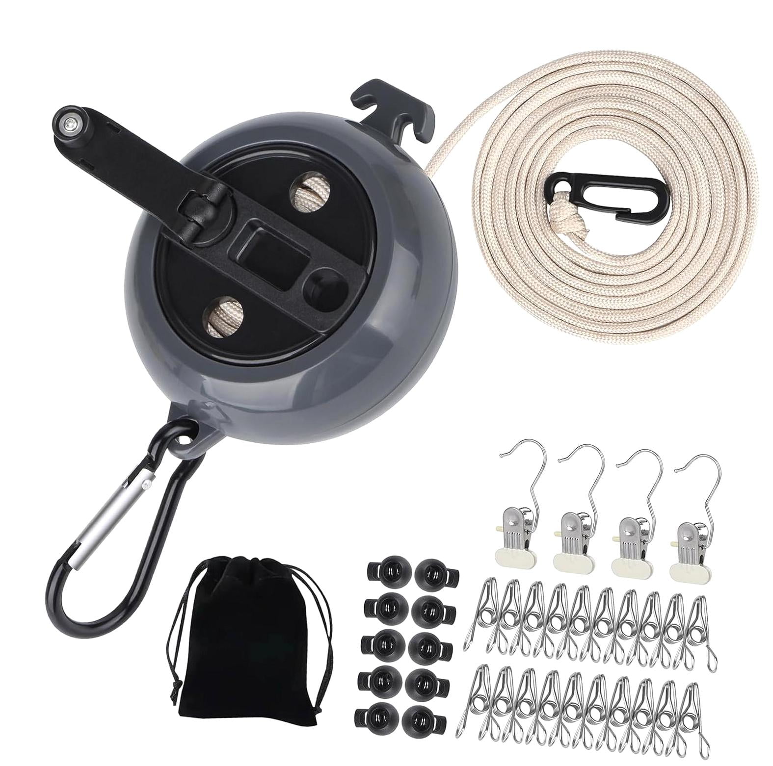 Dreamtimes Retractable Clothesline Outdoor, Adjustable 32.8ft Travel ...