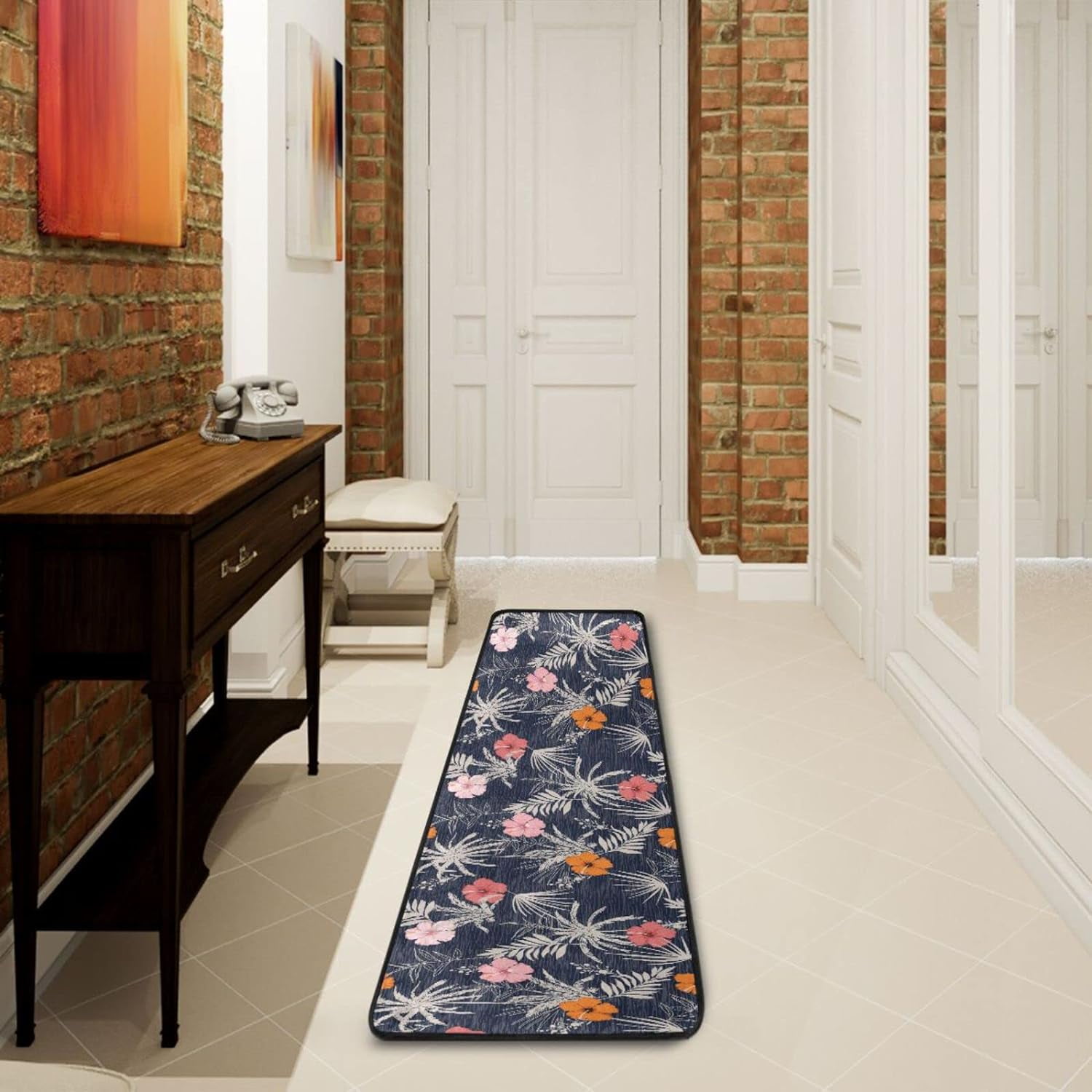 Dreamtimes Retro Exotic Hibiscus Hallway Runner Rug 2'x6' Kitchen Rug ...