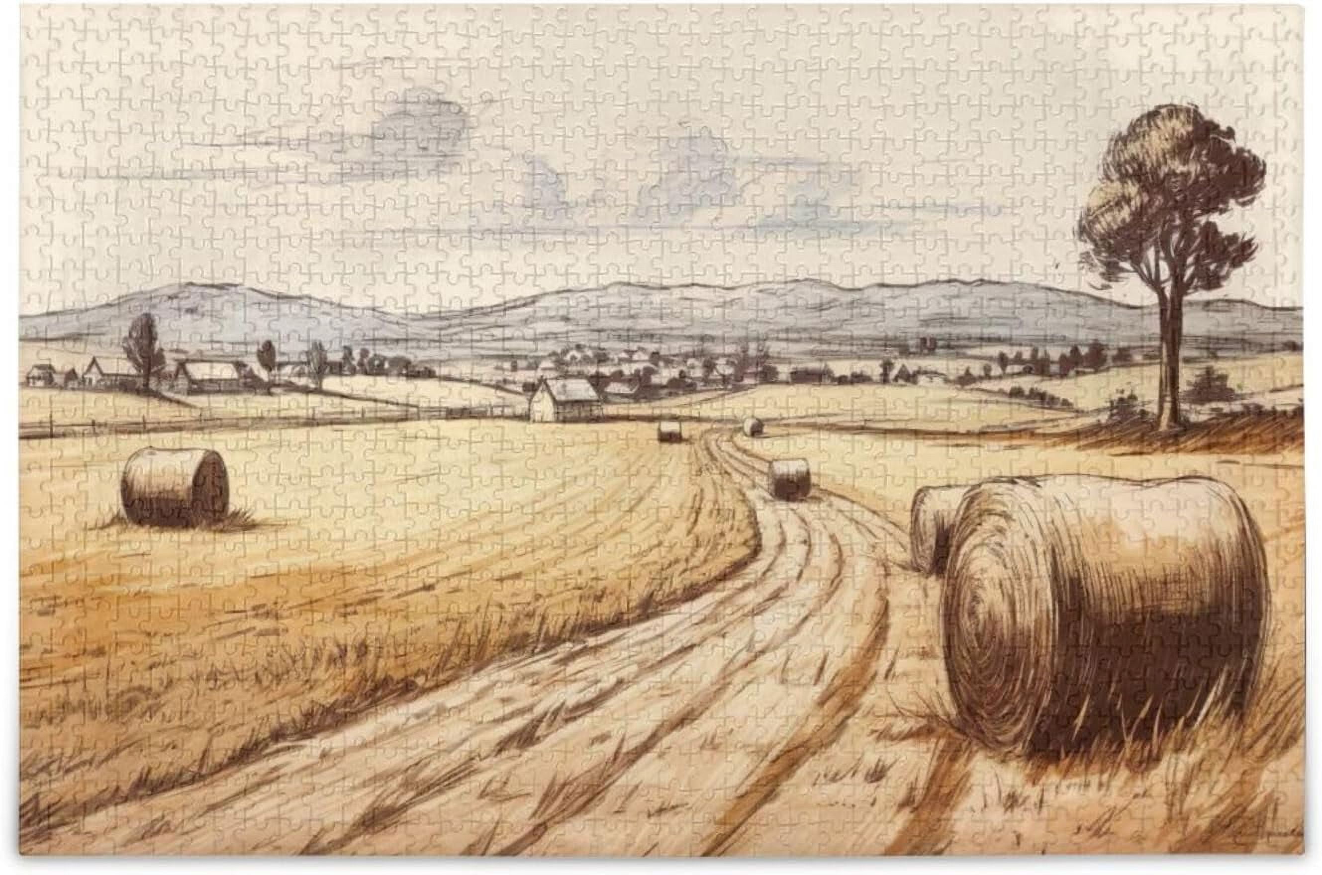 Dreamtimes Retro Farm Field Puzzle 1000 Pieces - Wooden Jigsaw Puzzles ...