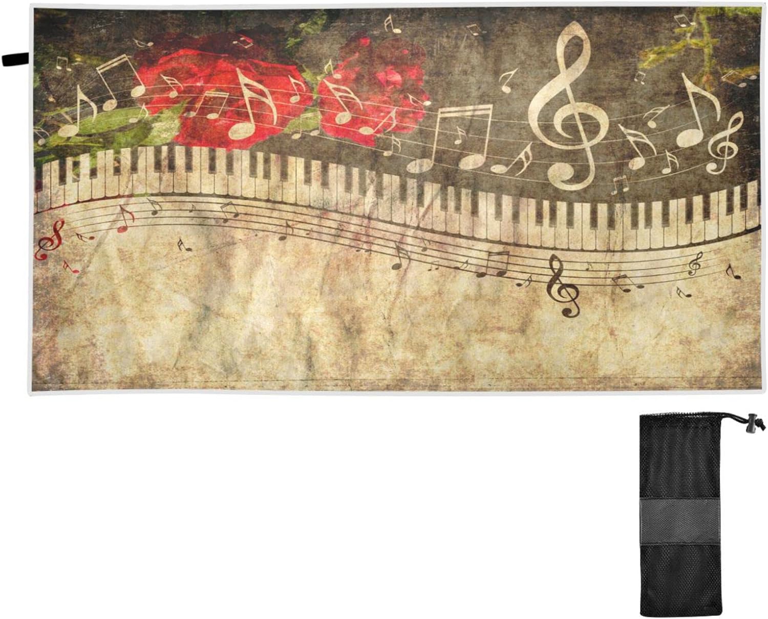 Dreamtimes Retro Musical Notes Beach Towel Lightweight Compact ...