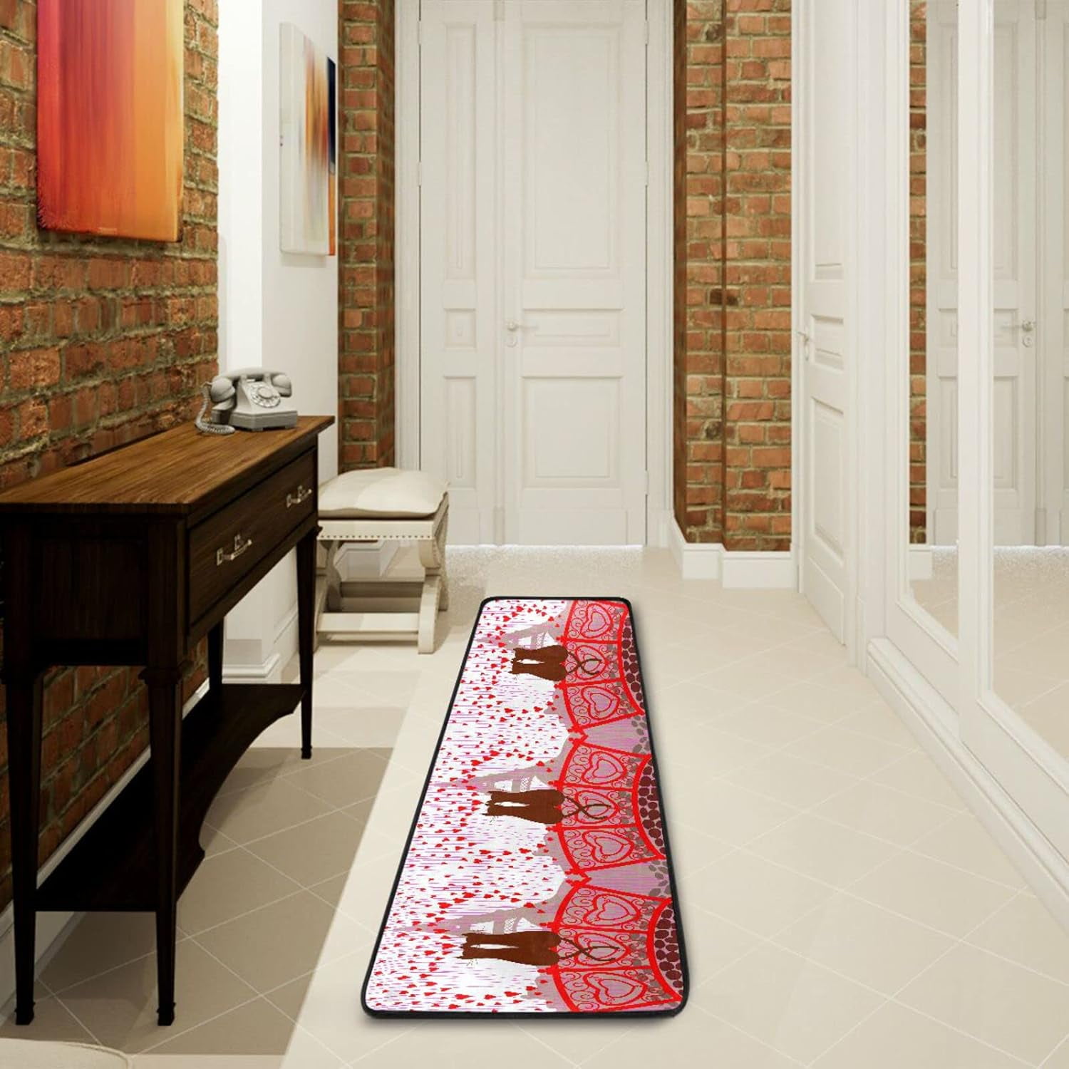 Dreamtimes Romantice Cats Hearts Hallway Runner Rug 2'x6' Kitchen Rug ...