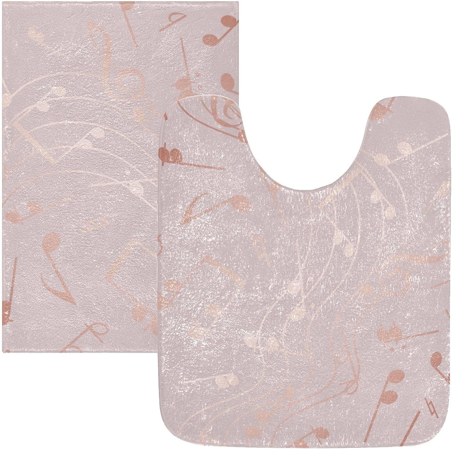 Dreamtimes Rose Gold Musical Note Bath Mat for Bathroom Shower U Shape ...