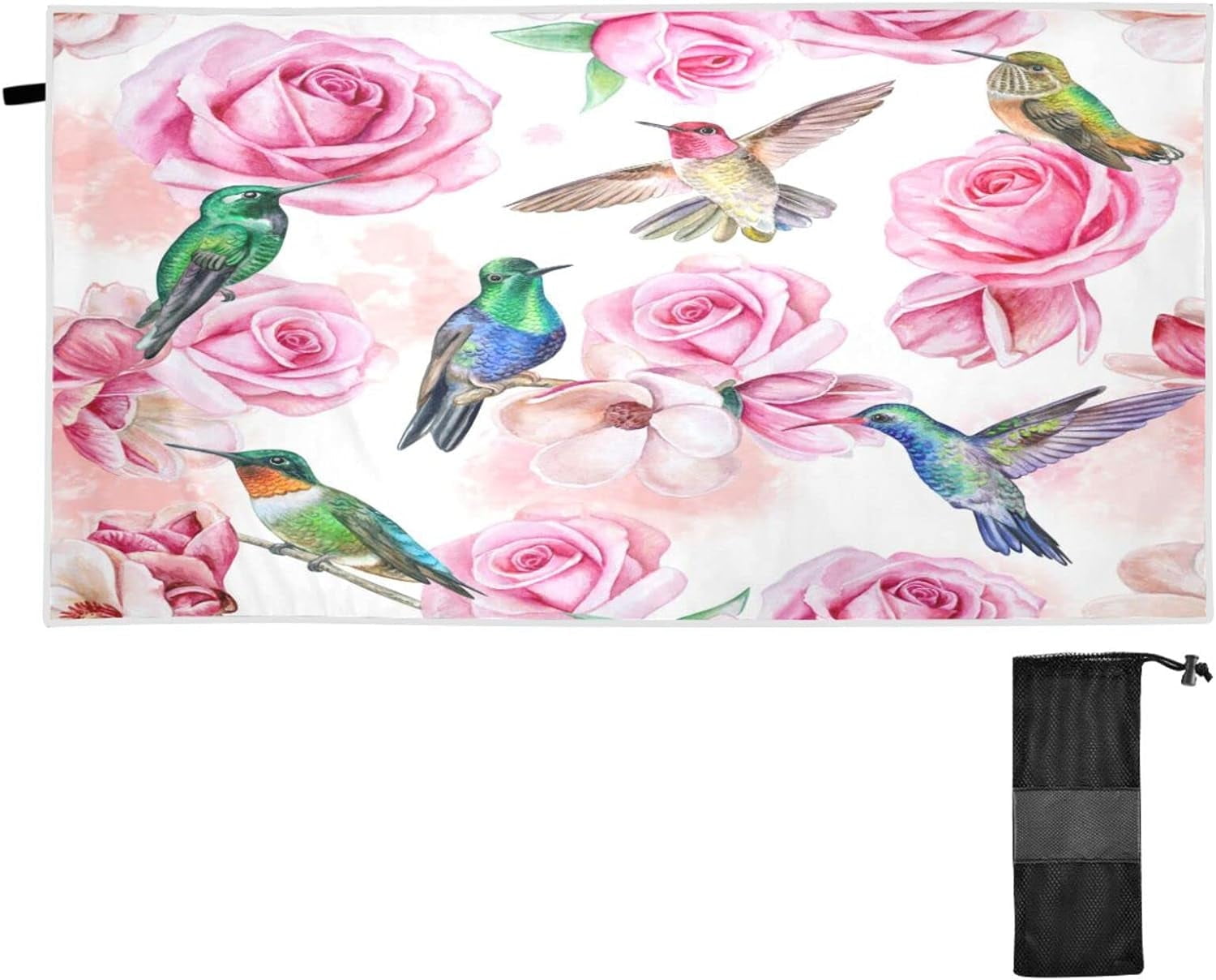Dreamtimes Roses Hummingbird Beach Towel,Absorbent Quick Dry Sport ...