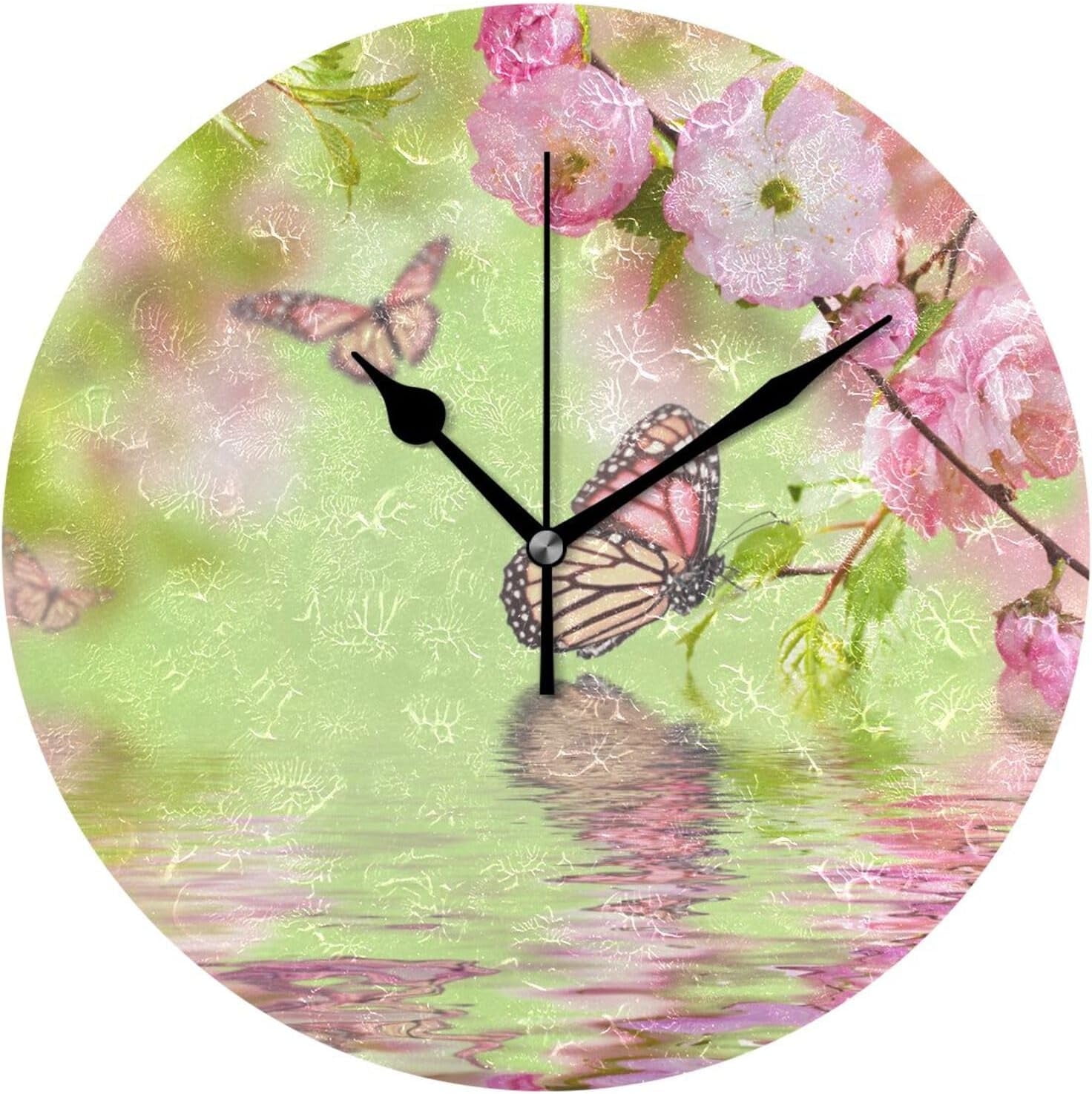 Dreamtimes Round Digital Clock Butterfly Reflection Creative Decorative ...