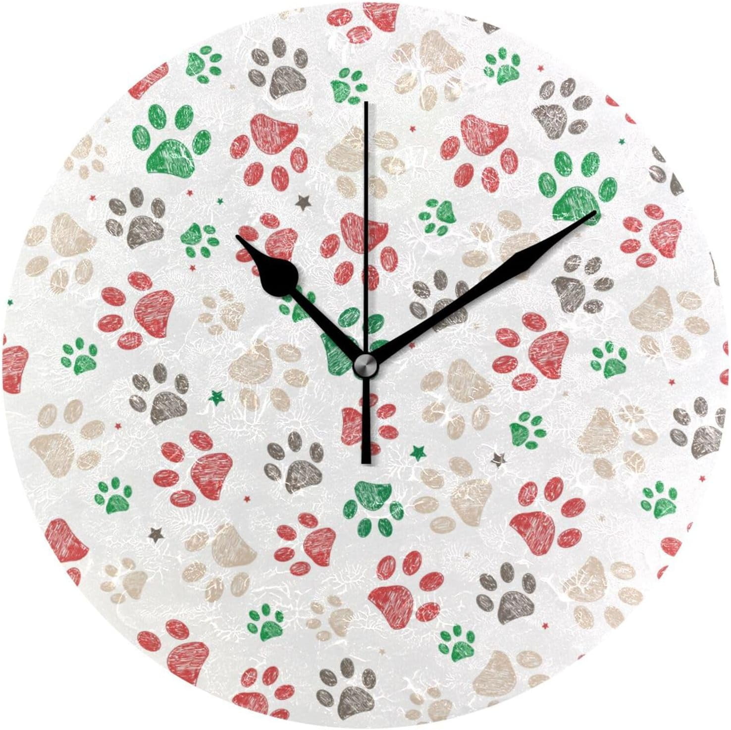 Dreamtimes Round Digital Clock Doodle Crow Paw Print Creative ...