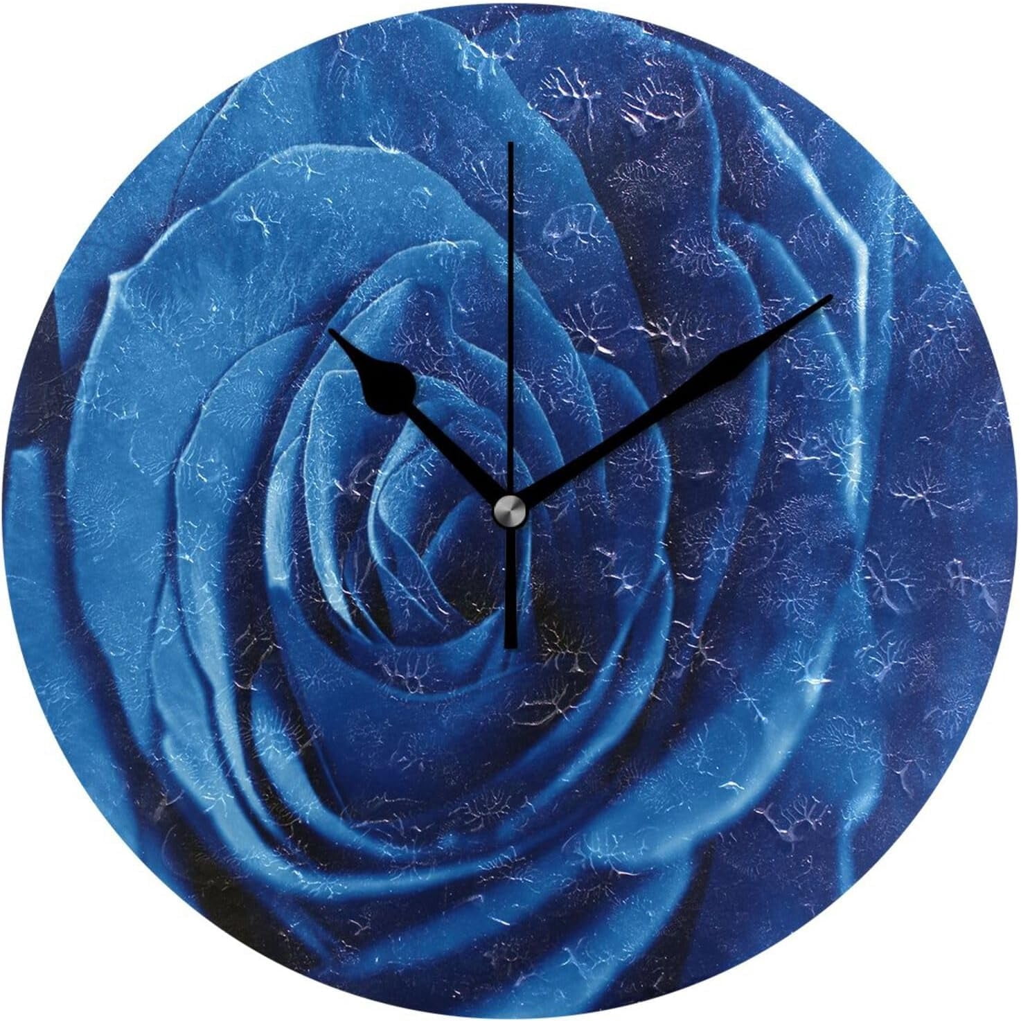 Dreamtimes Round Digital Clock Elegant Blue Rose Creative Decorative ...