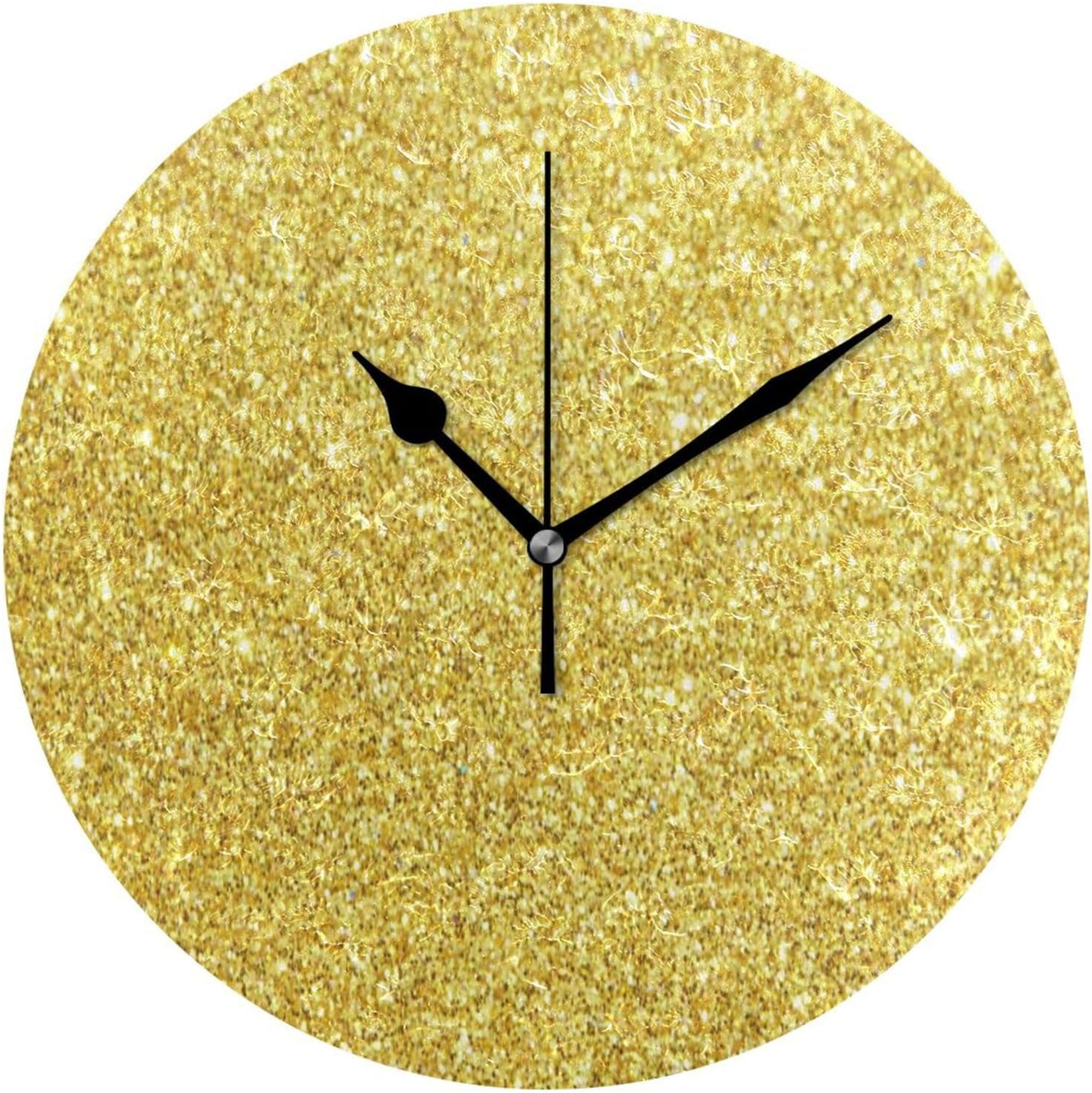 Dreamtimes Round Digital Clock Gold Glitter Texture Creative Decorative ...