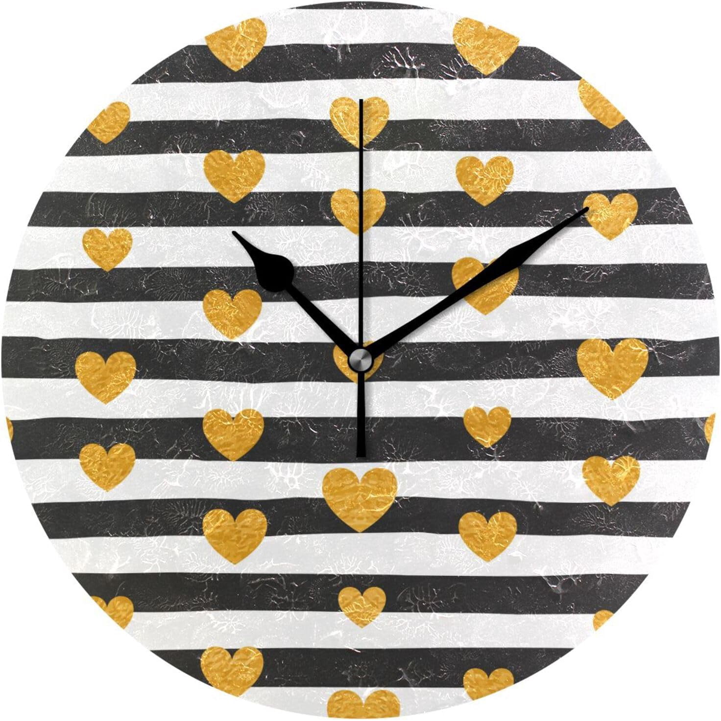 Dreamtimes Round Digital Clock Gold Hearts Creative Decorative Quiet ...