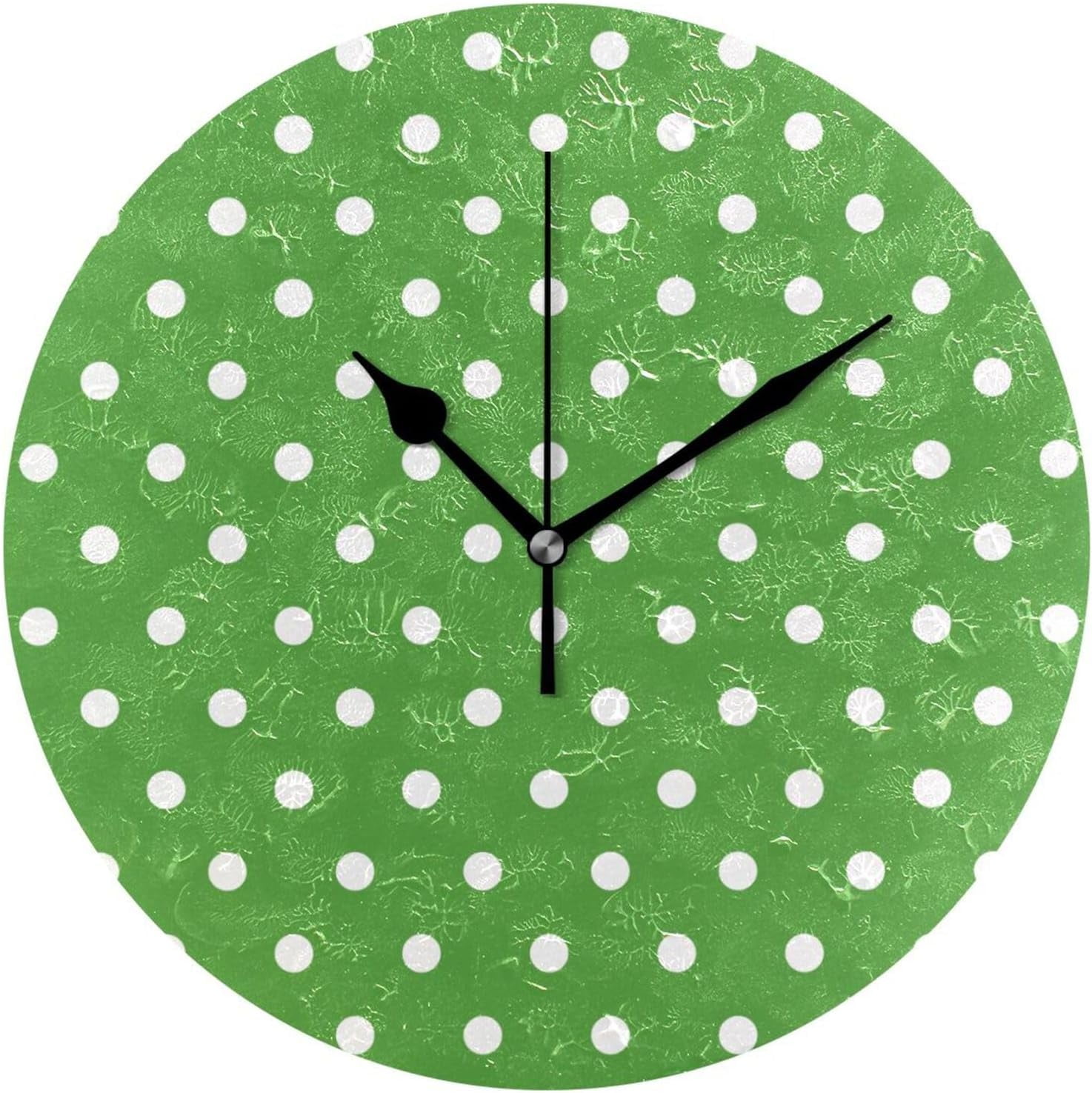Dreamtimes Round Digital Clock Green Polka Dot Creative Decorative ...