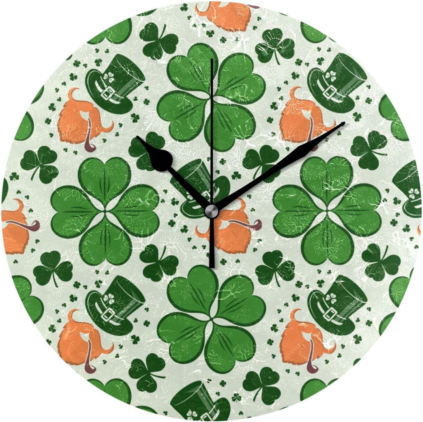 Dreamtimes Round Digital Clock Hat and Clover Creative Decorative Quiet ...