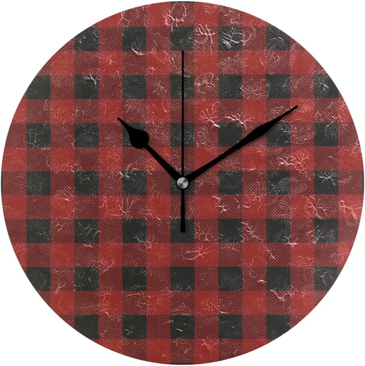 Dreamtimes Round Digital Clock Red Buffalo Plaid Creative Decorative ...