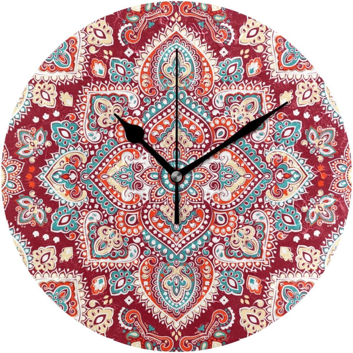Dreamtimes Round Digital Clock Red Medallion Paisley Creative ...