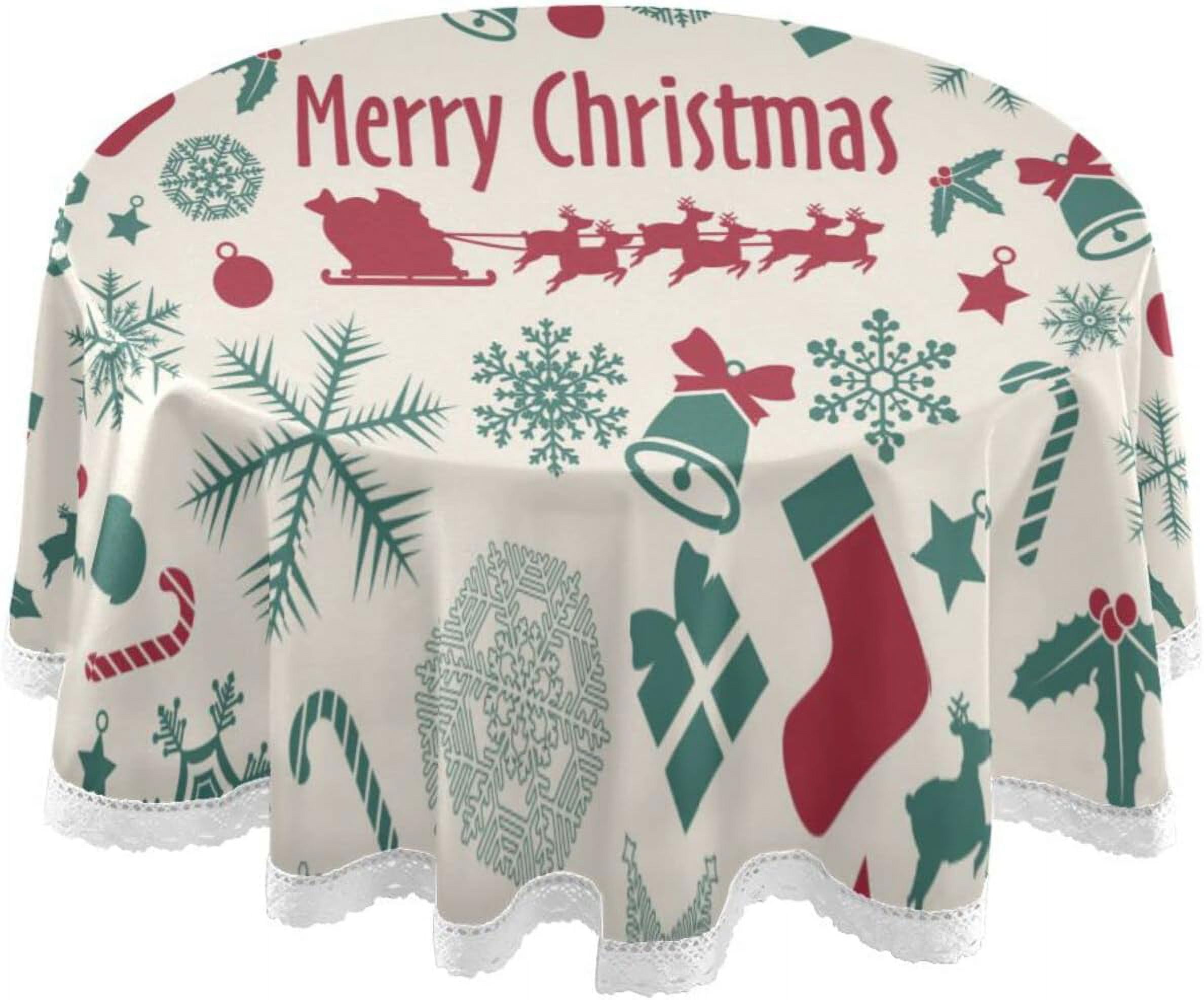 Dreamtimes Round Tablecloth 60", Banner Christmas Table Cover Water ...