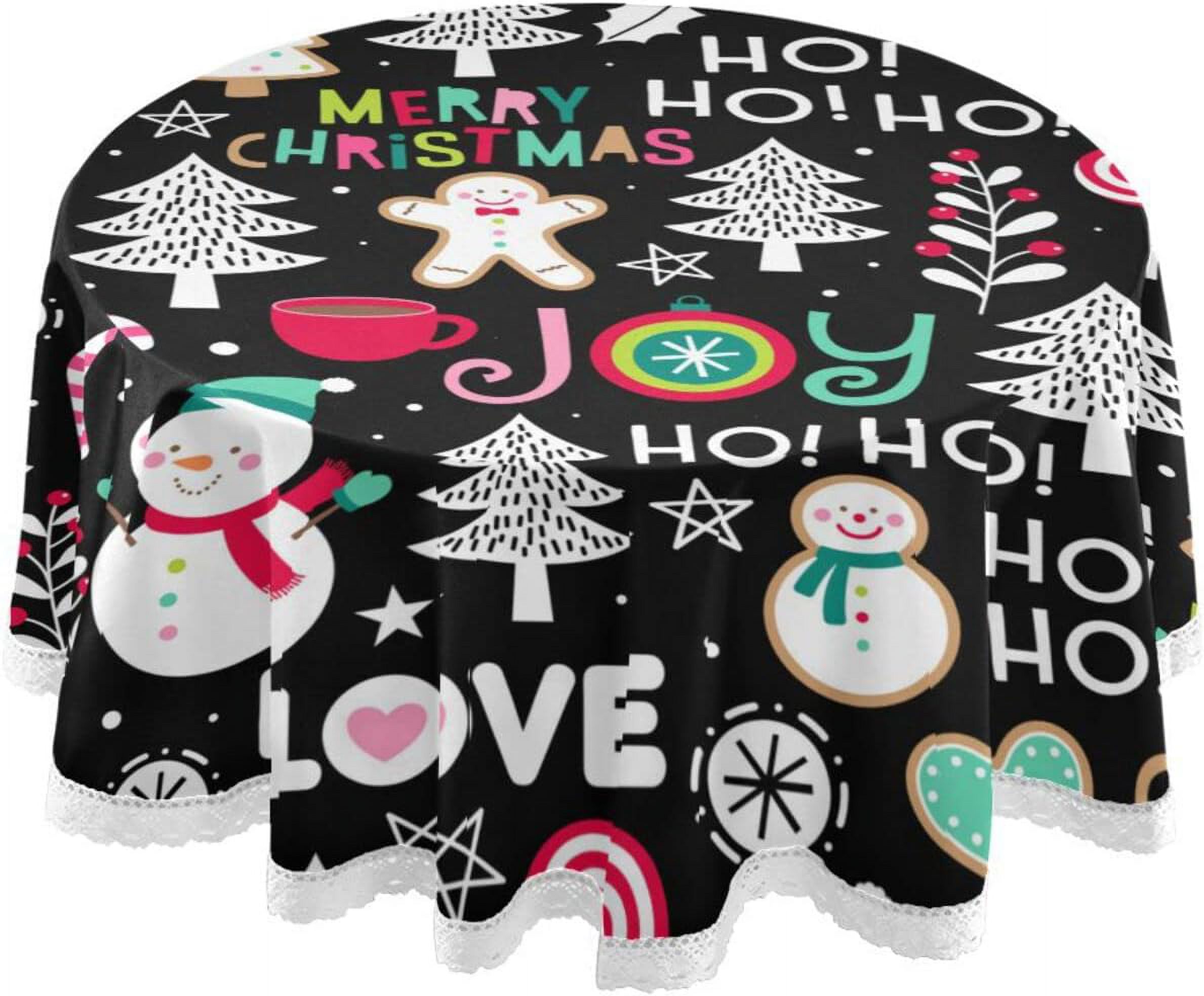 Dreamtimes Round Tablecloth 60", Christmas Patterns Table Cover Water ...