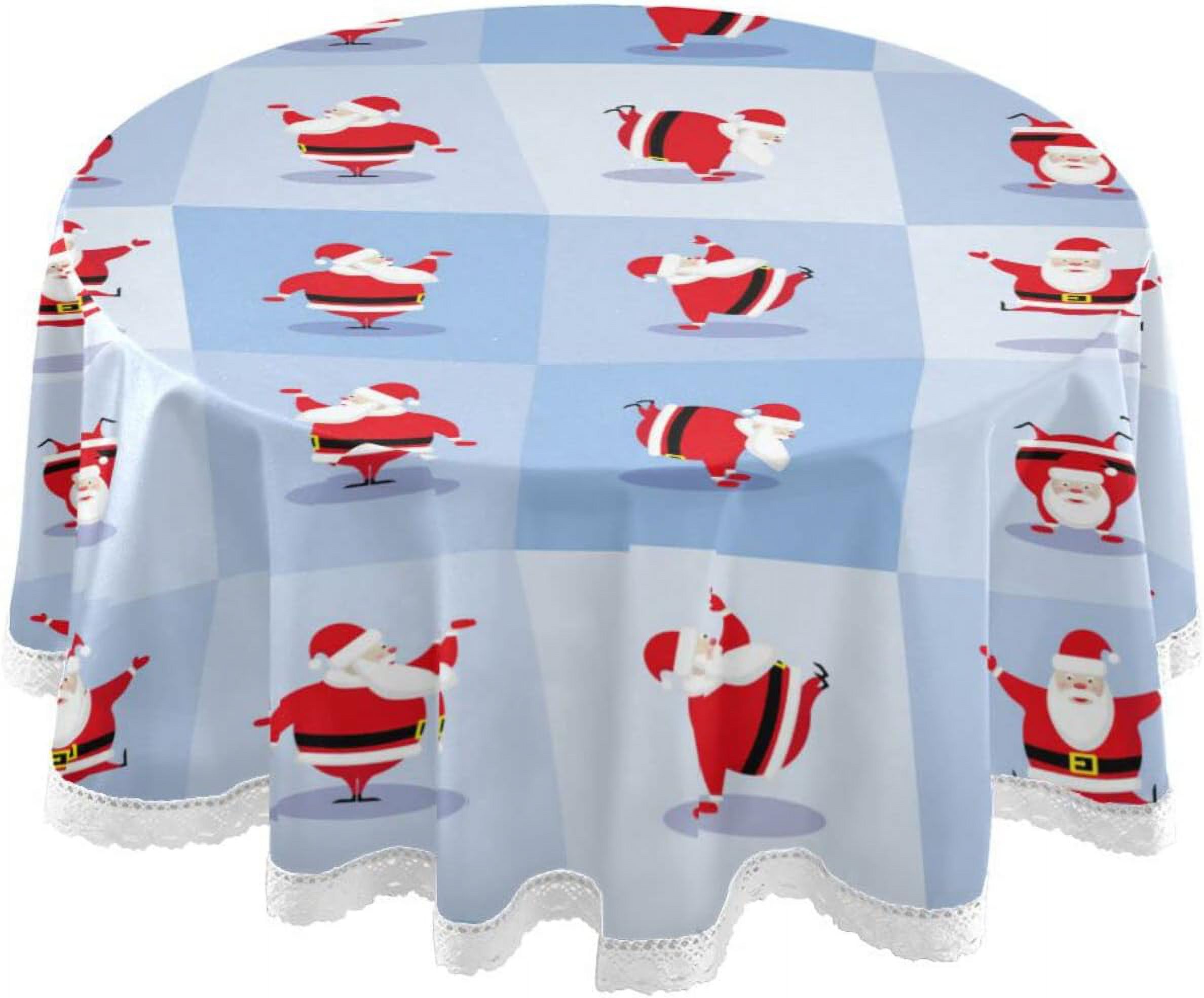 Dreamtimes Round Tablecloth 60", Christmas Santa Table Cover Water ...