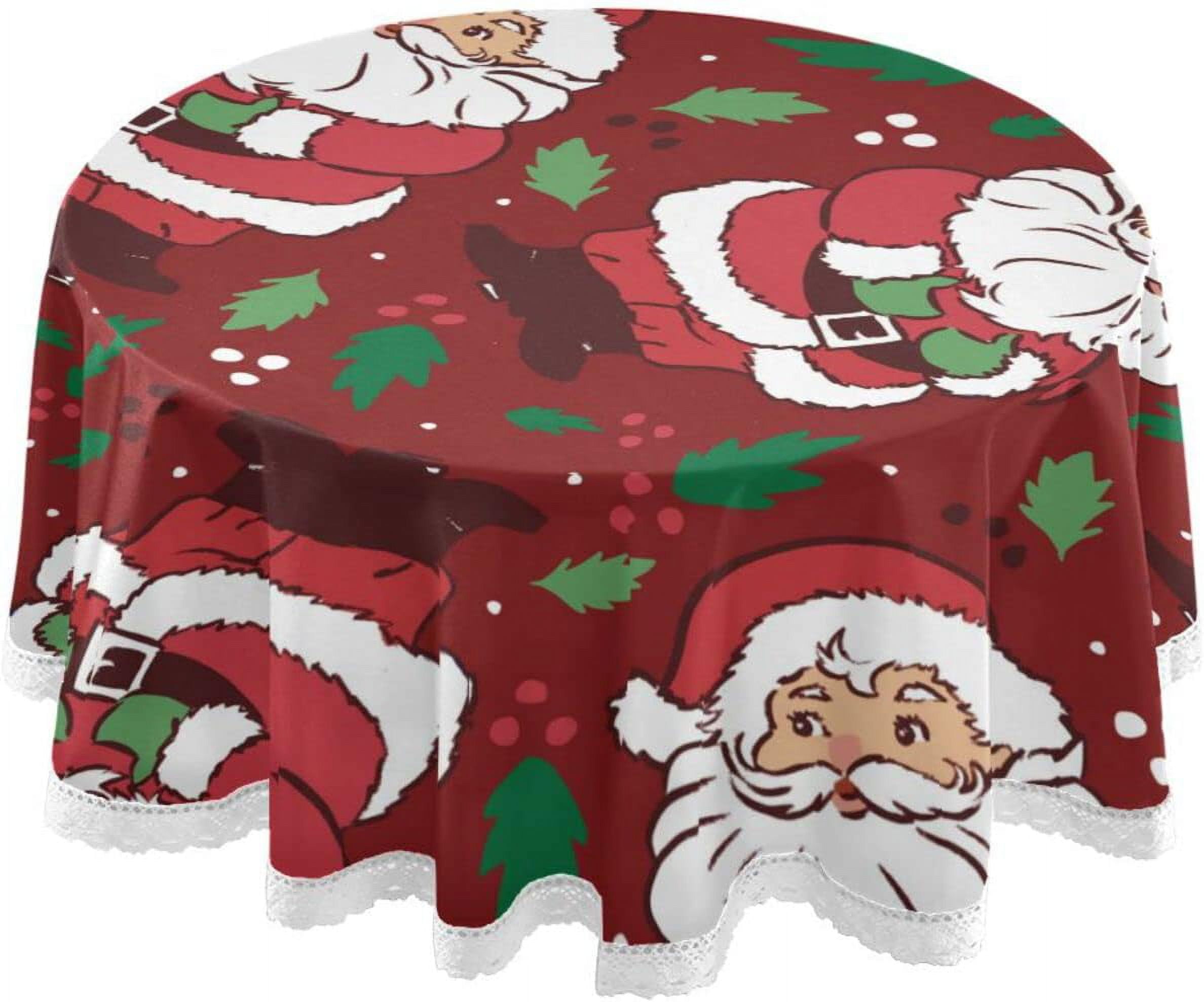 Dreamtimes Round Tablecloth 60", Christmas Santa Table Cover Water ...