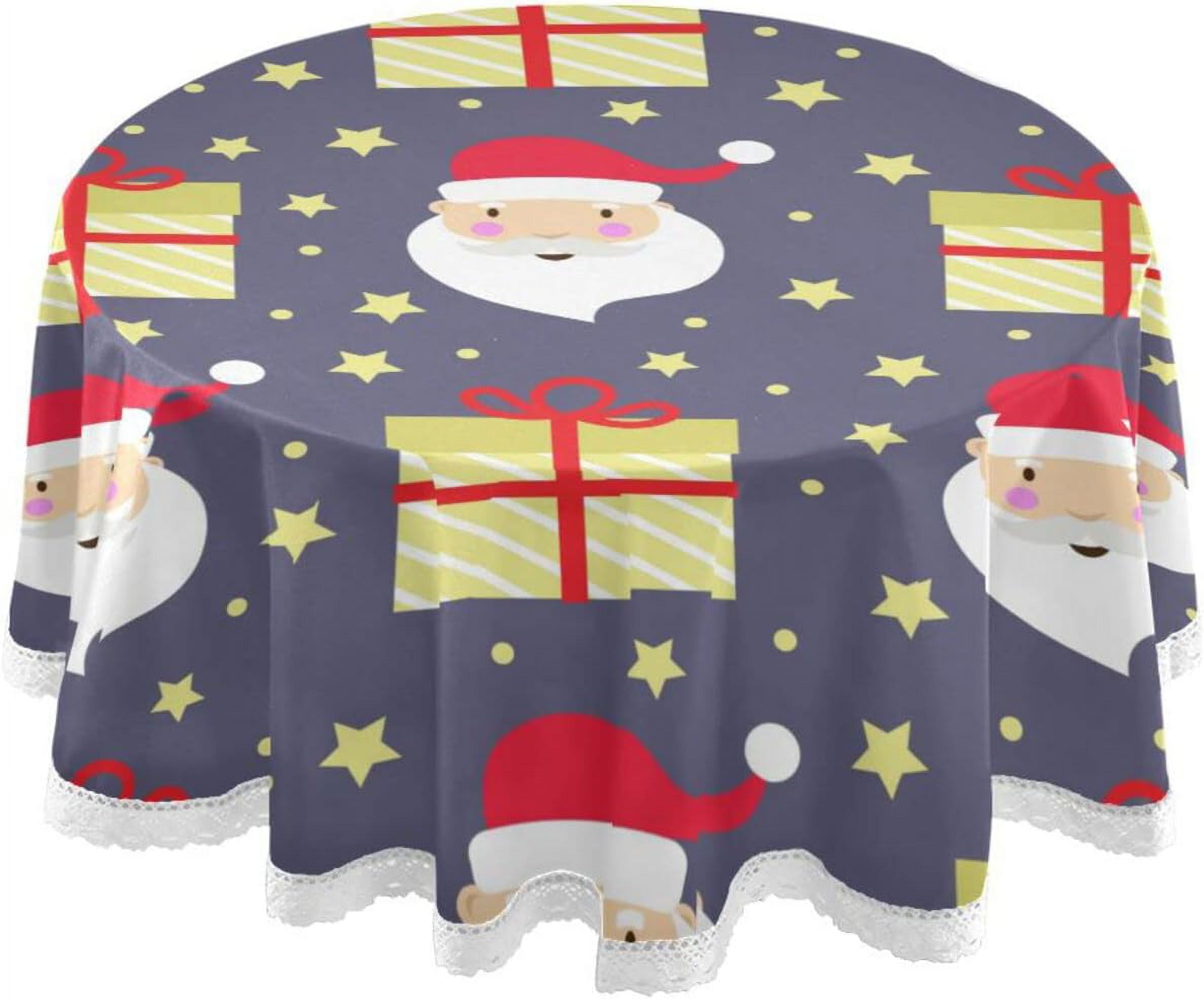 Dreamtimes Round Tablecloth 60", Christmas Santa Table Cover Water ...