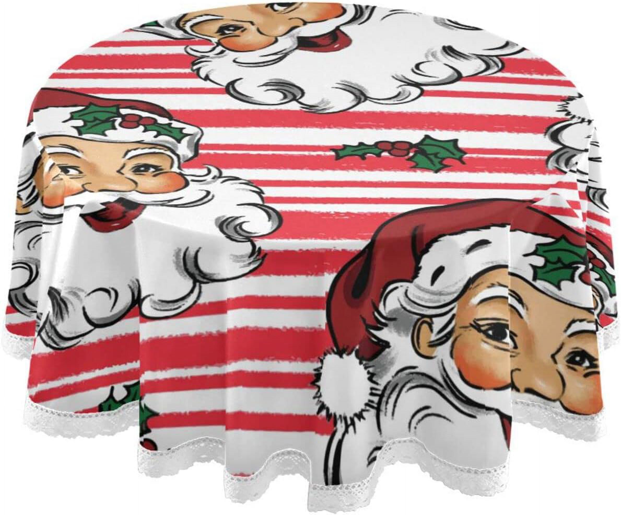 Dreamtimes Round Tablecloth 60", Christmas Santa Table Cover Water ...