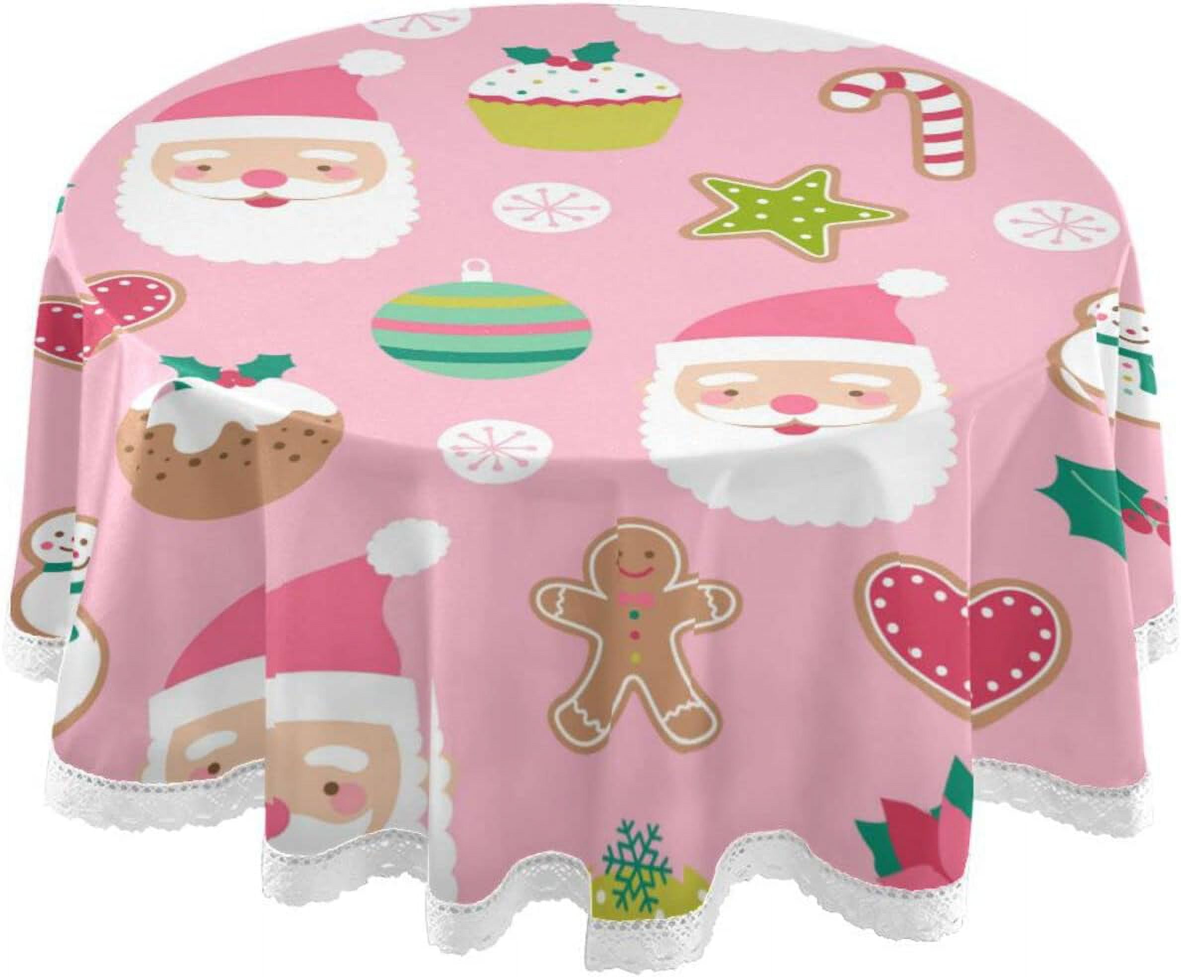 Dreamtimes Round Tablecloth 60", Christmas Santa Table Cover Water ...