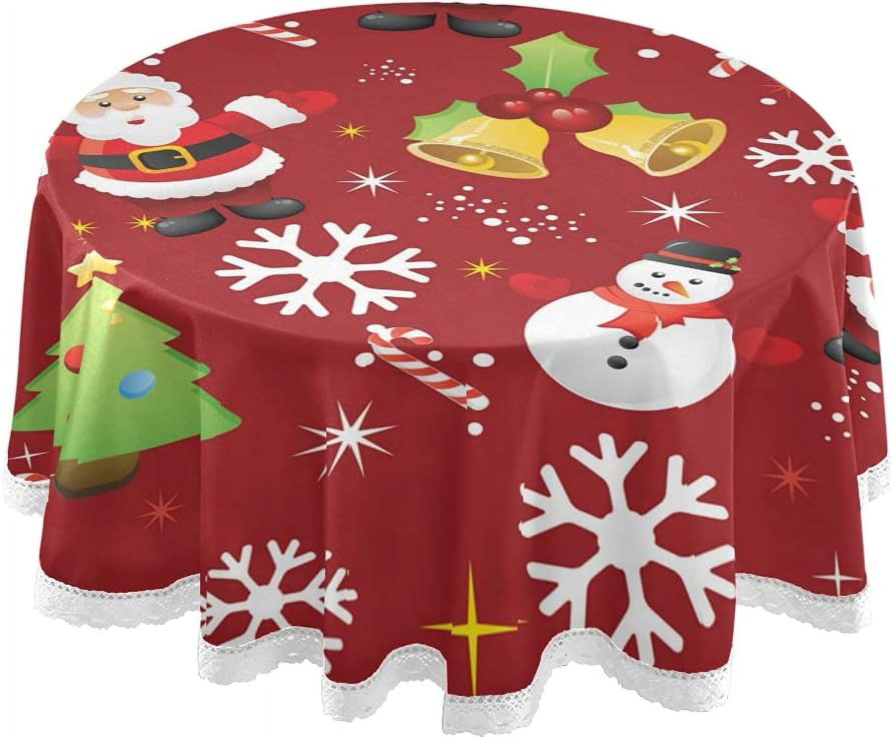 Dreamtimes Round Tablecloth 60", Christmas Santa Table Cover Water ...