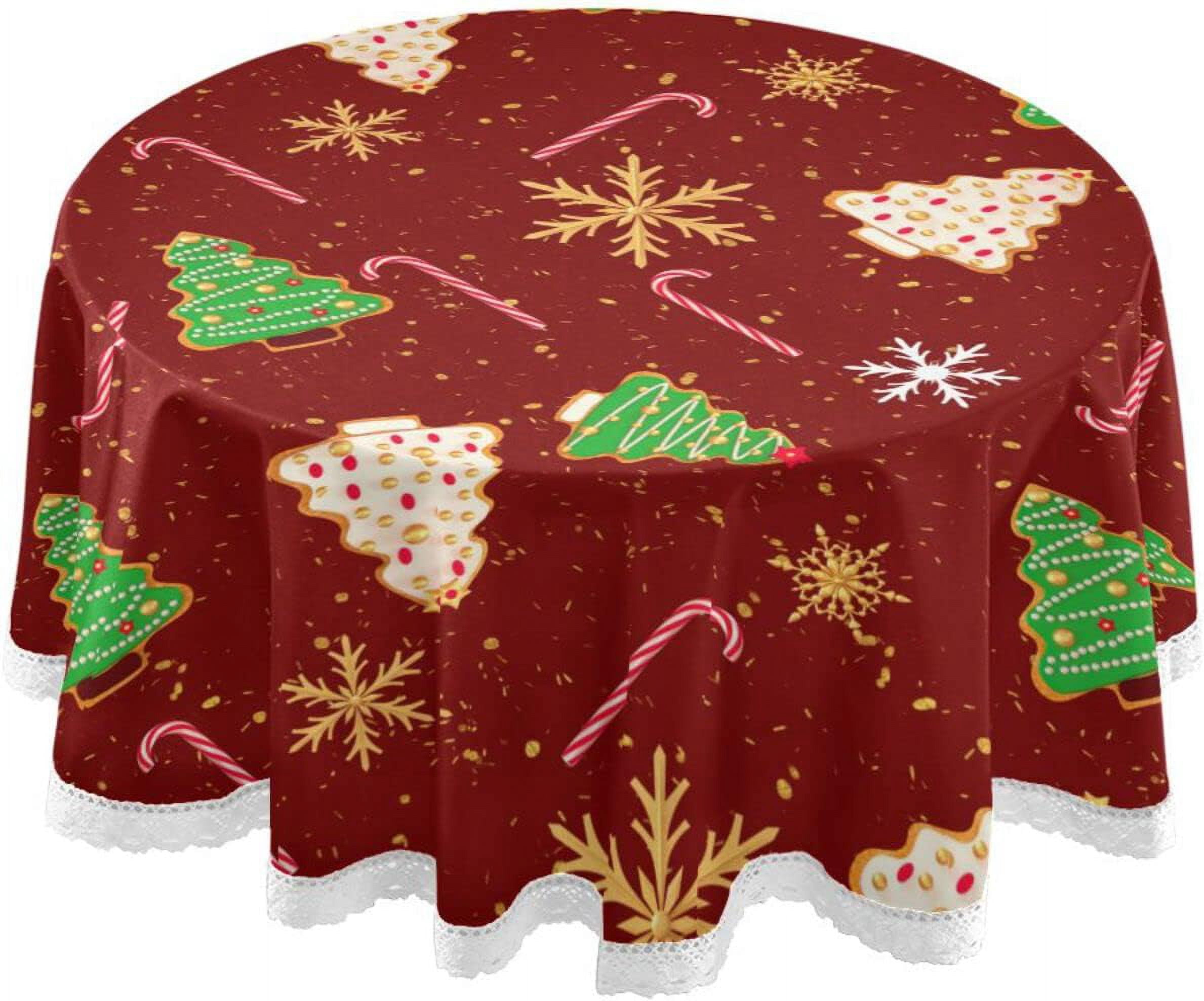 Dreamtimes Round Tablecloth 60", Christmas Tree Table Cover Water ...