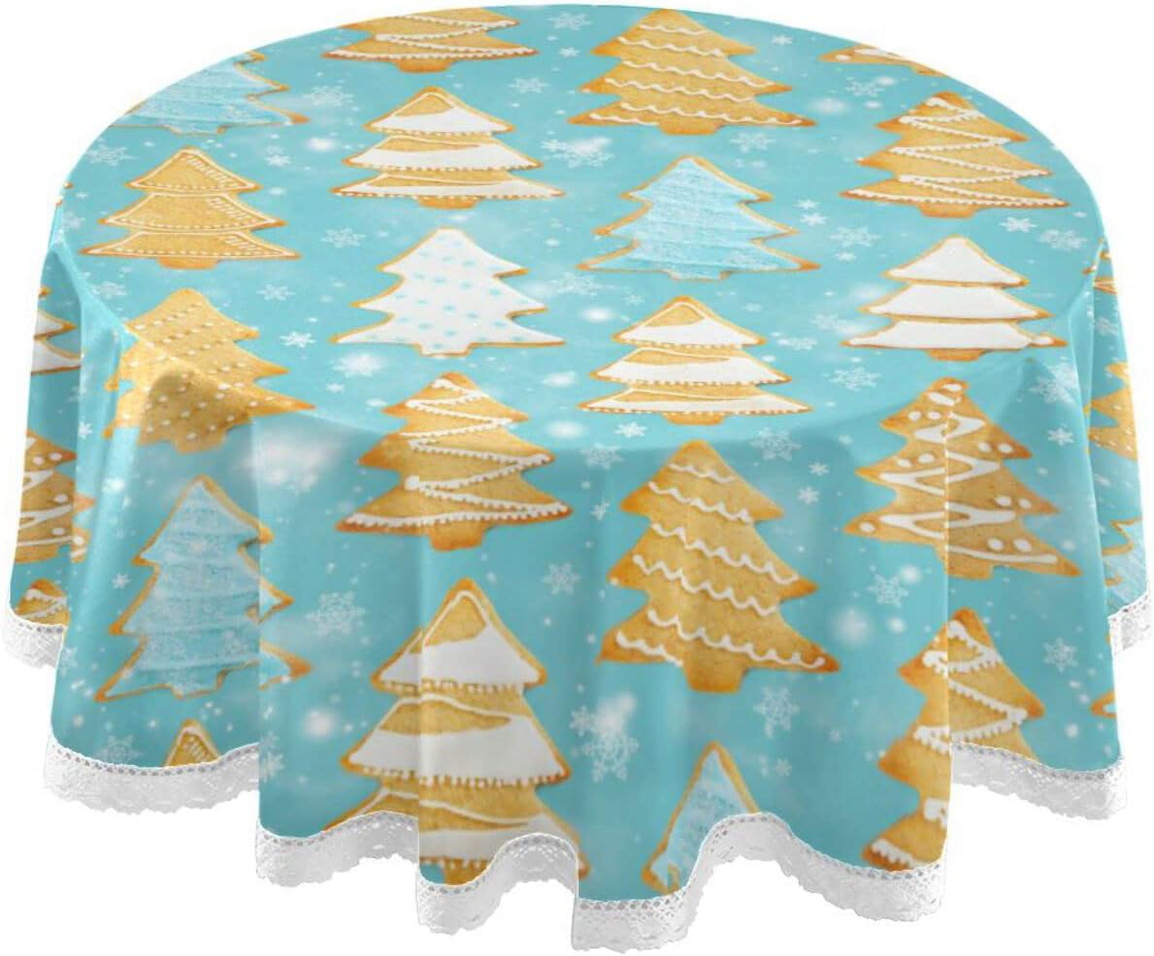 Dreamtimes Round Tablecloth 60", Christmas Tree Table Cover Water ...