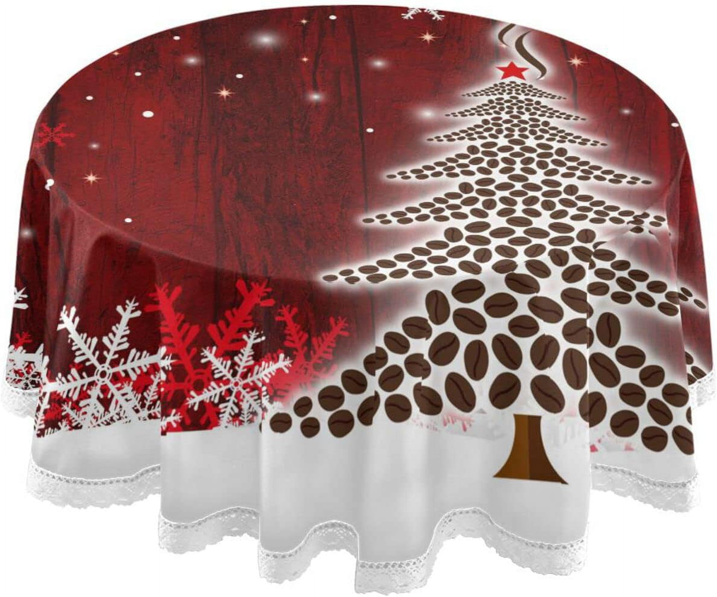 Dreamtimes Round Tablecloth 60", Christmas Tree Table Cover Water ...