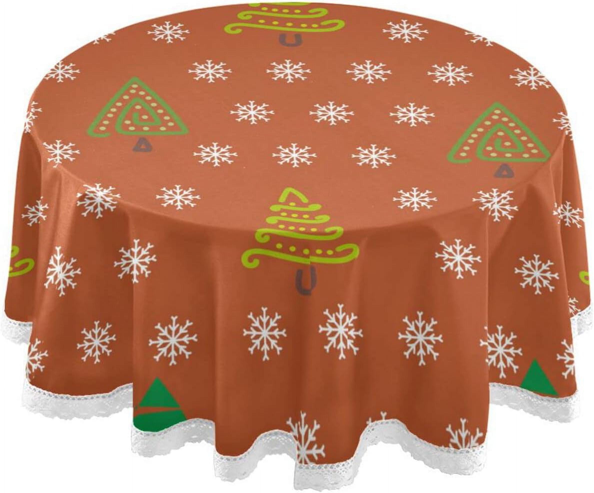 Dreamtimes Round Tablecloth 60", Christmas Tree Table Cover Water ...