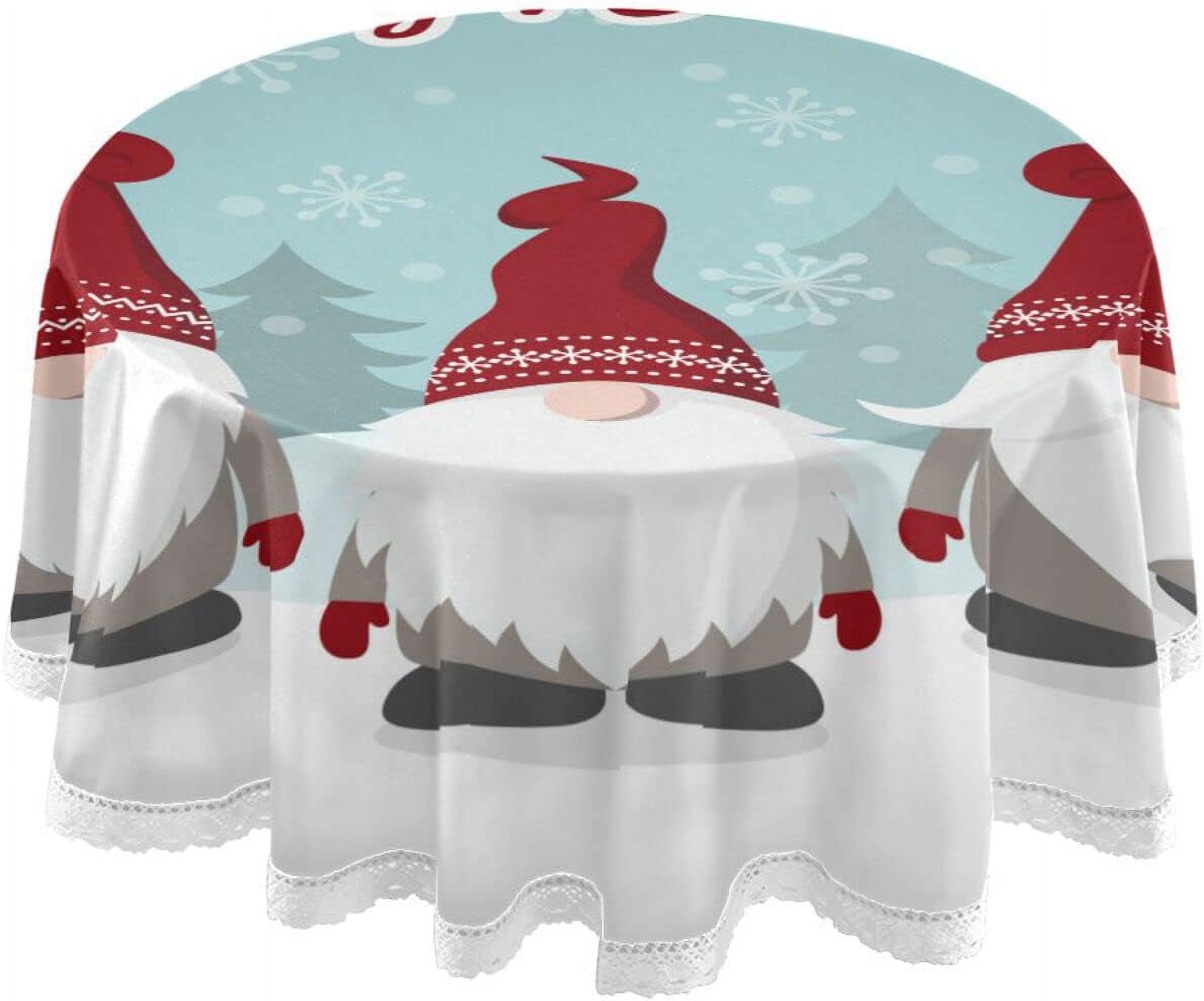 Dreamtimes Round Tablecloth 60", Cute Christmas Dwarf Table Cover Water ...