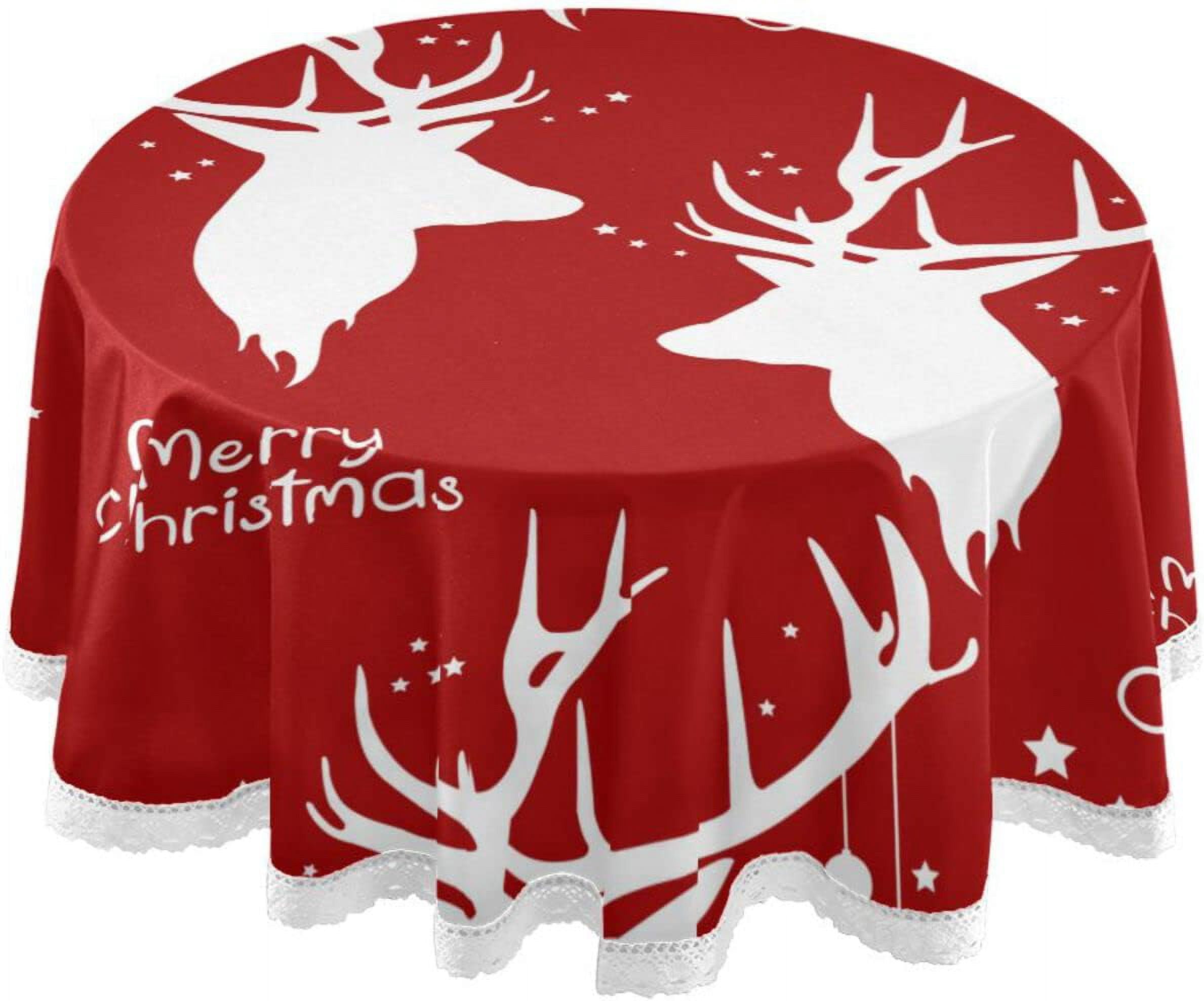 Dreamtimes Round Tablecloth 60", Desgin Christmas Table Cover Water ...