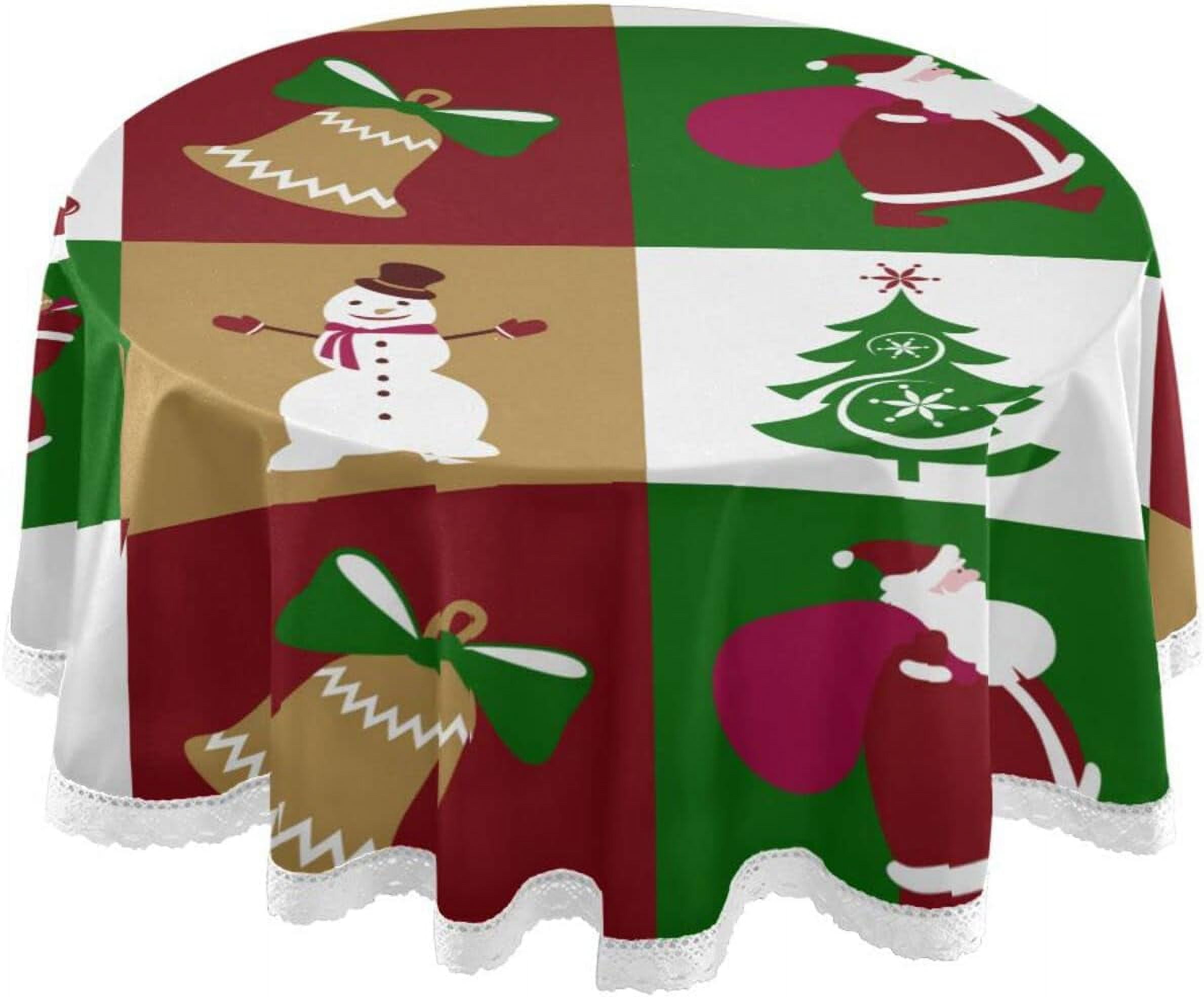 Dreamtimes Round Tablecloth 60", Merry Christmas Table Cover Water ...