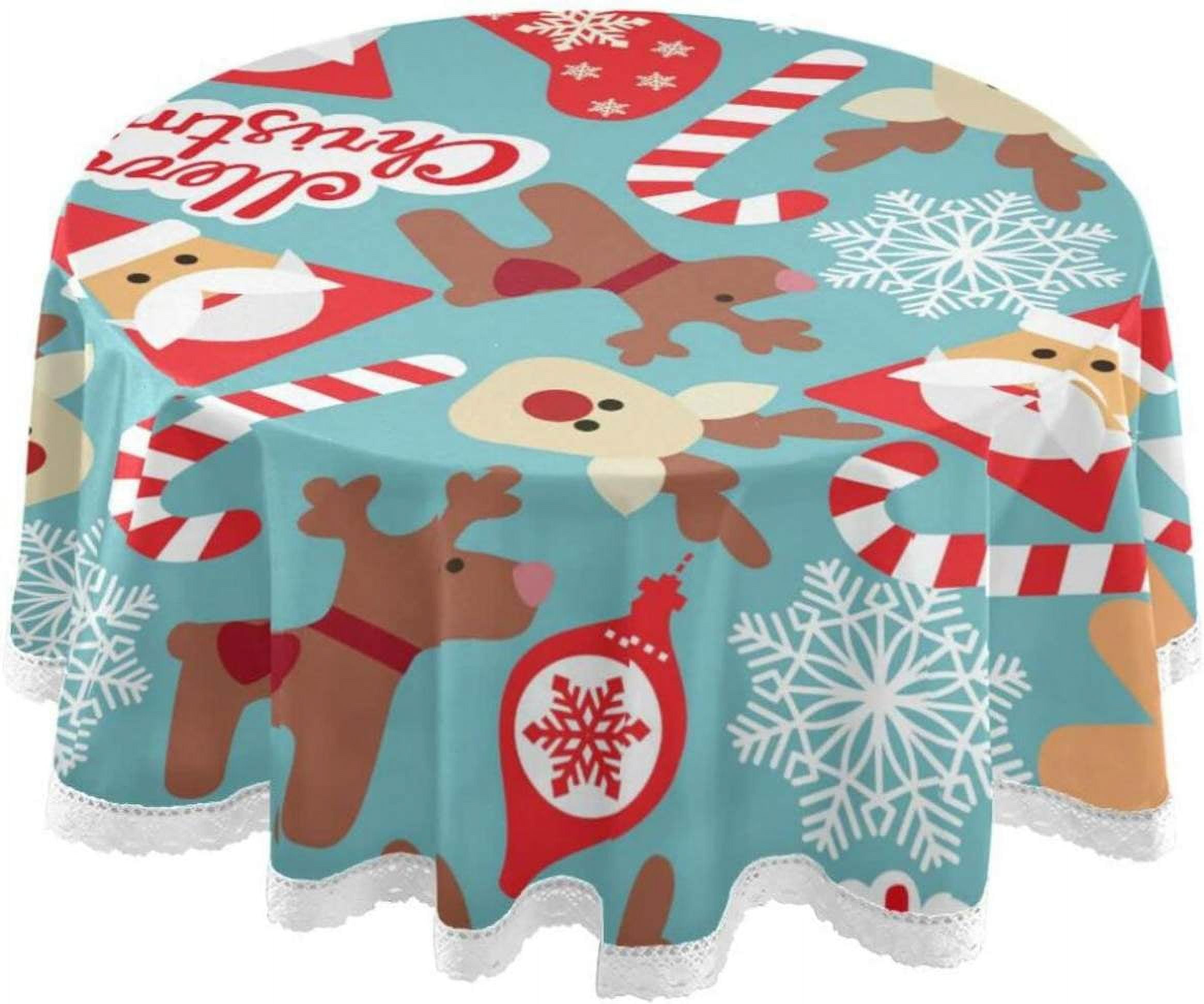 Dreamtimes Round Tablecloth 60In,Christmas Patterns Table Cover Water ...