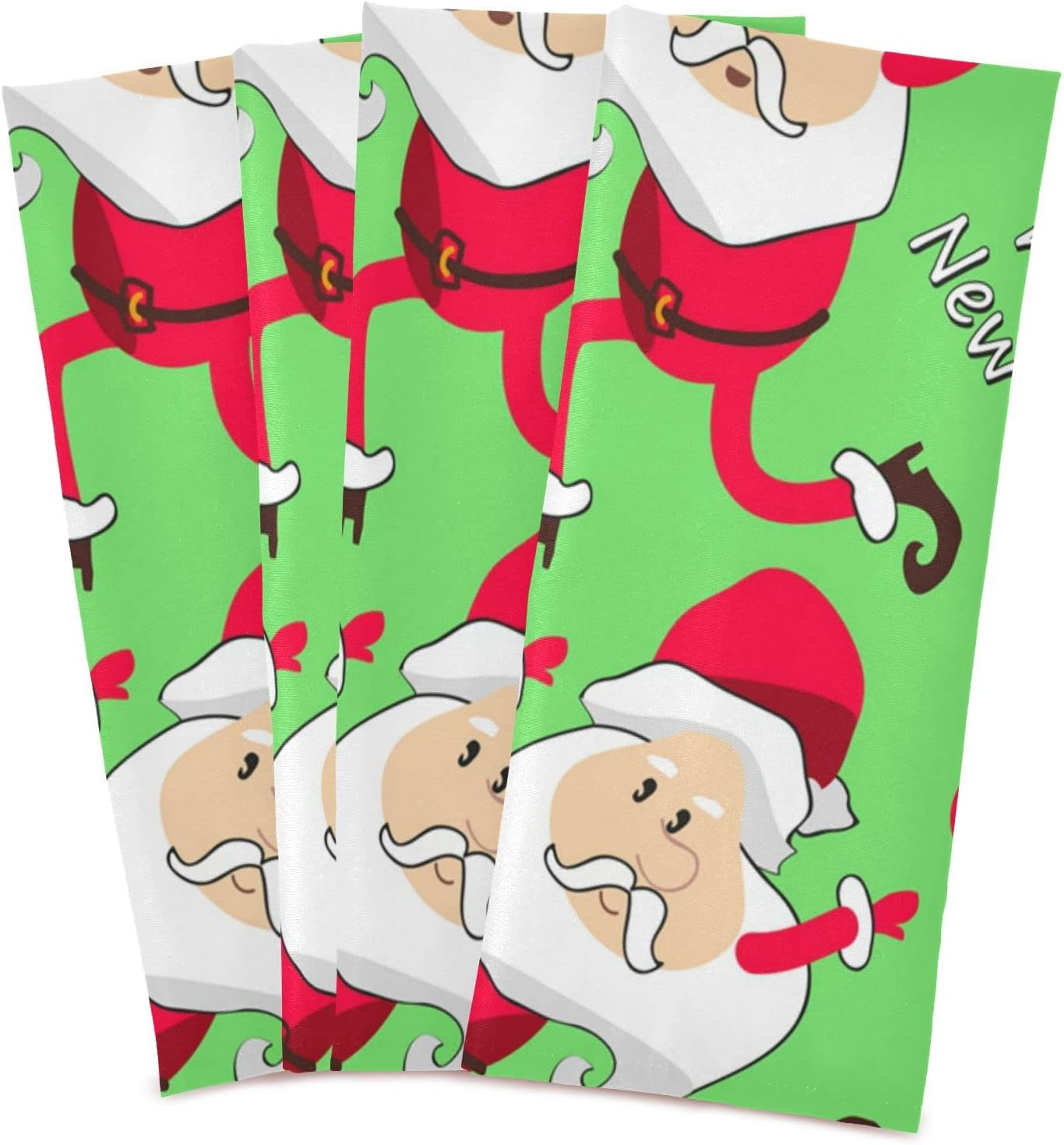 Dreamtimes Santa Claus Christmas Bright Green Kitchen Towels Set of 4 Dishcloths Hand Towels Tea ...
