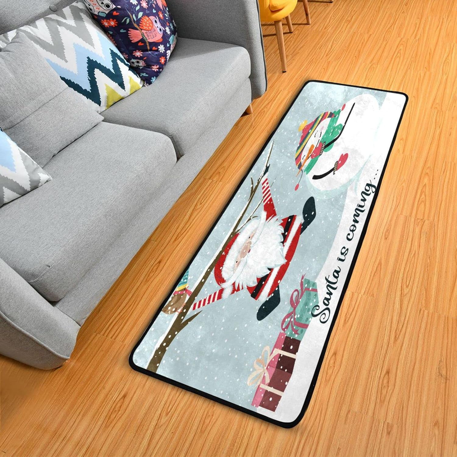 Dreamtimes Santa is Coming Hallway Runner Rug 2'x6' Kitchen Rug with ...